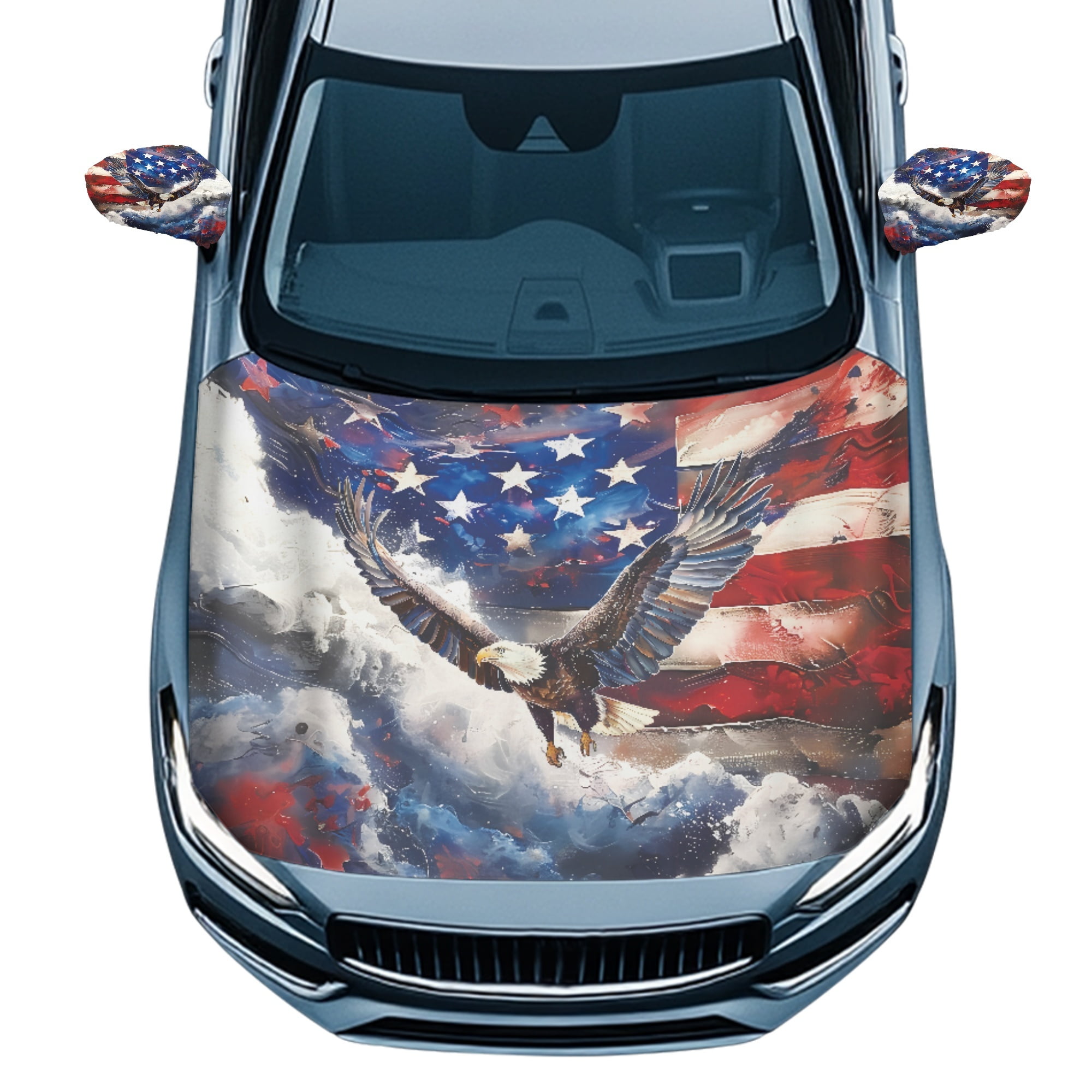 Yuyamidu USA Flag Hood Covers for Cars Sedans Eagle Exterior Rear View ...