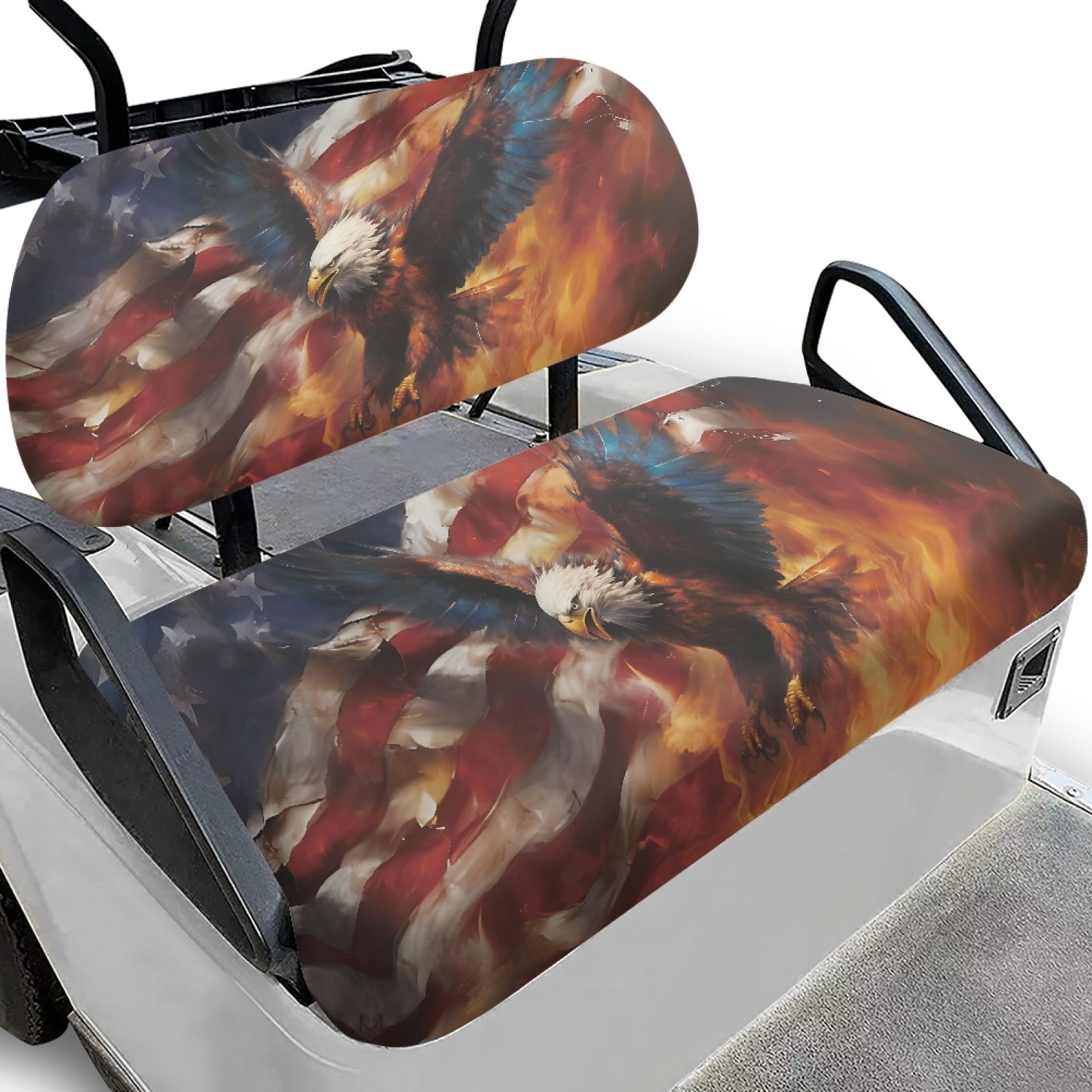 Yuyamidu USA Flag Seat Covers for Golf Cart Eagle Golf Cart Back Rest ...