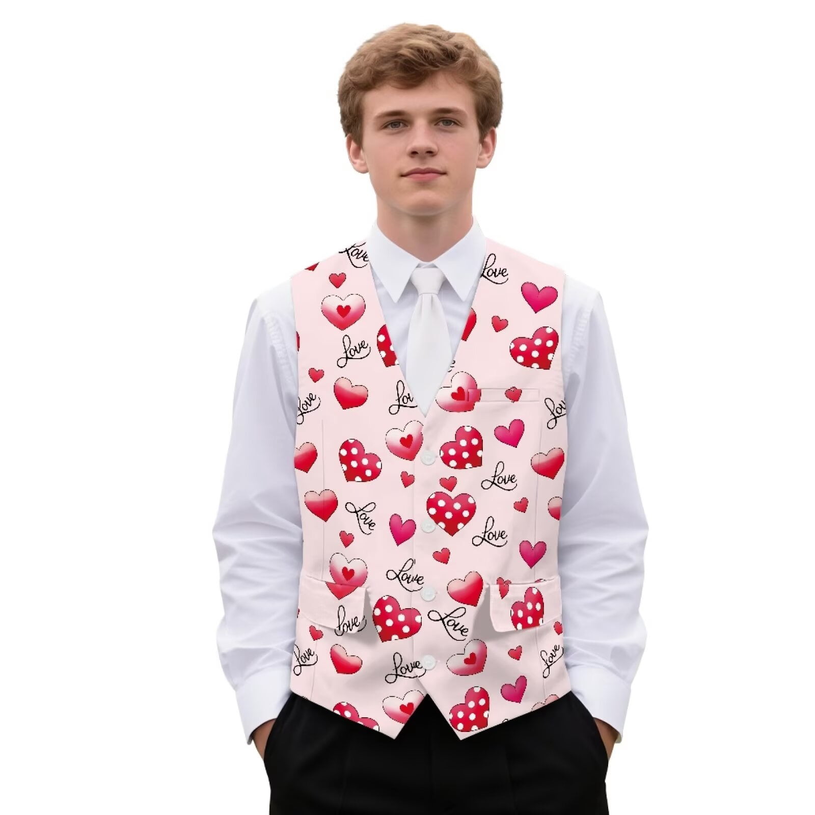 Yuyamidu Valentine's Day Heart Mens Vest Formal Waistcoat with Pocket ...