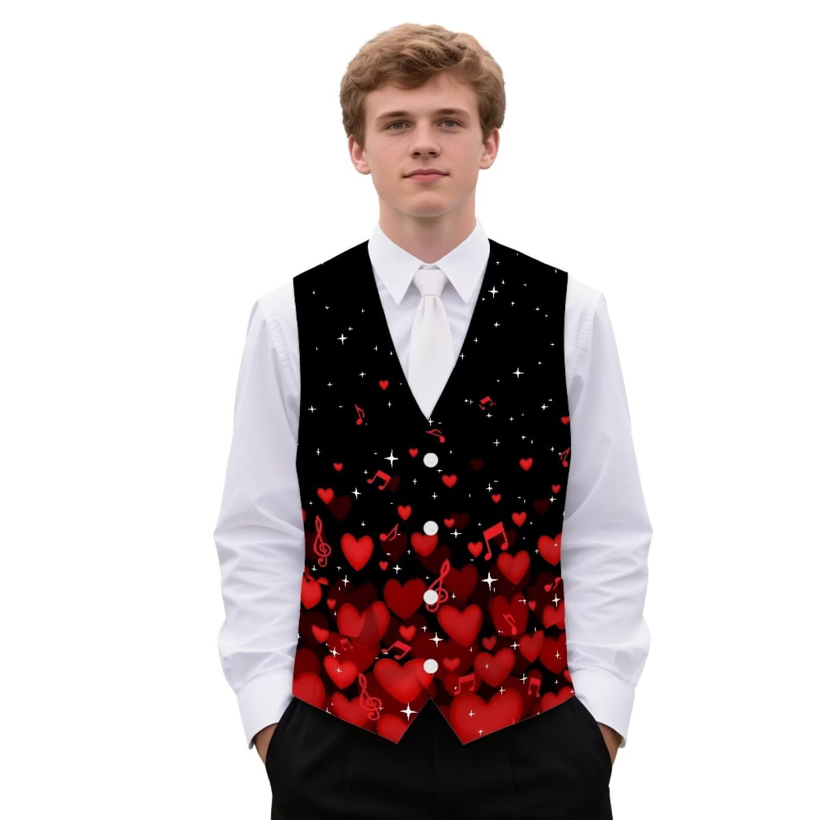 Yuyamidu Valentine's Day Men's Suit Vest Size 2XL Red Heart Waistcoat ...
