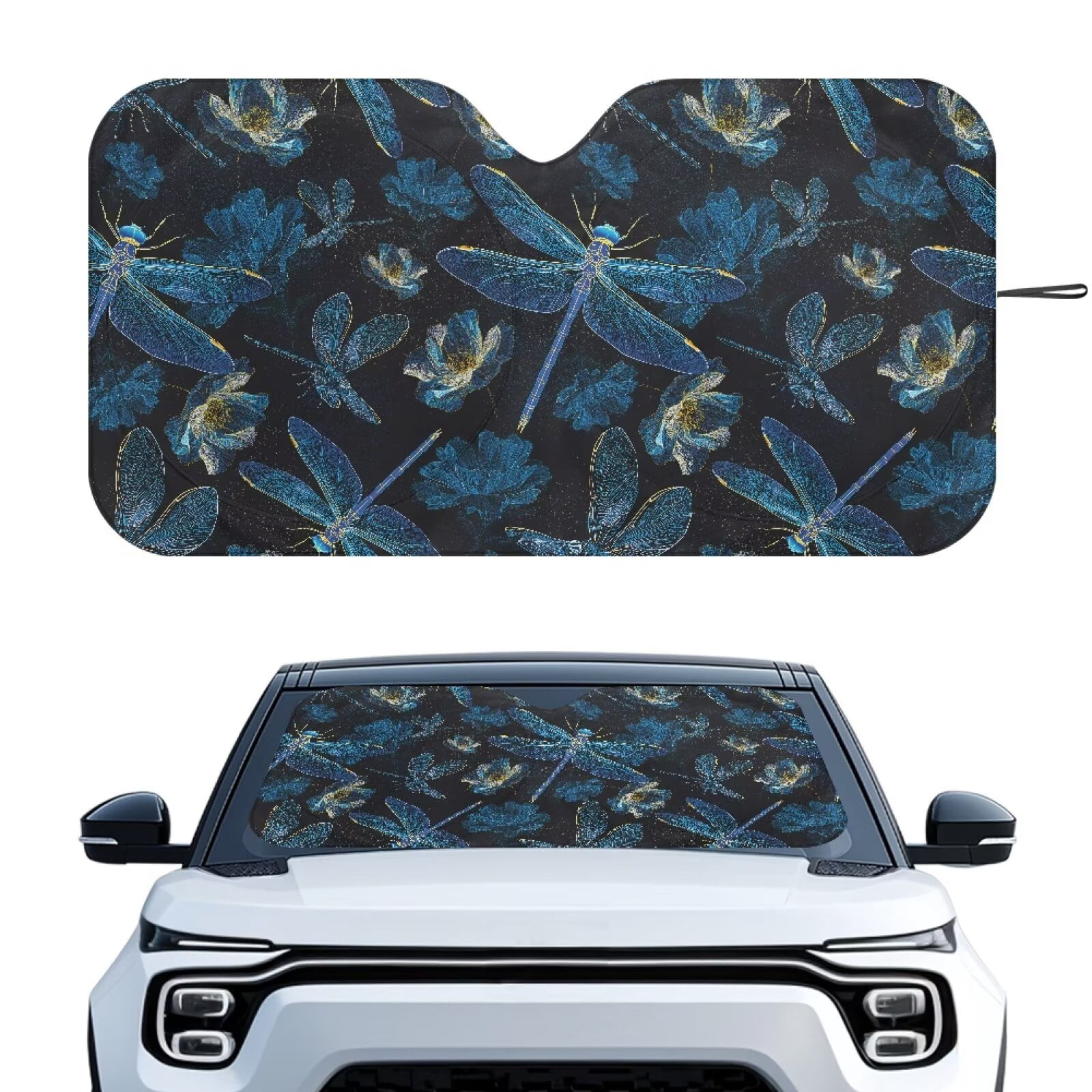 Yuyamidu Vintage Dragonfly Windshield Sun Shade Folding Car Front ...