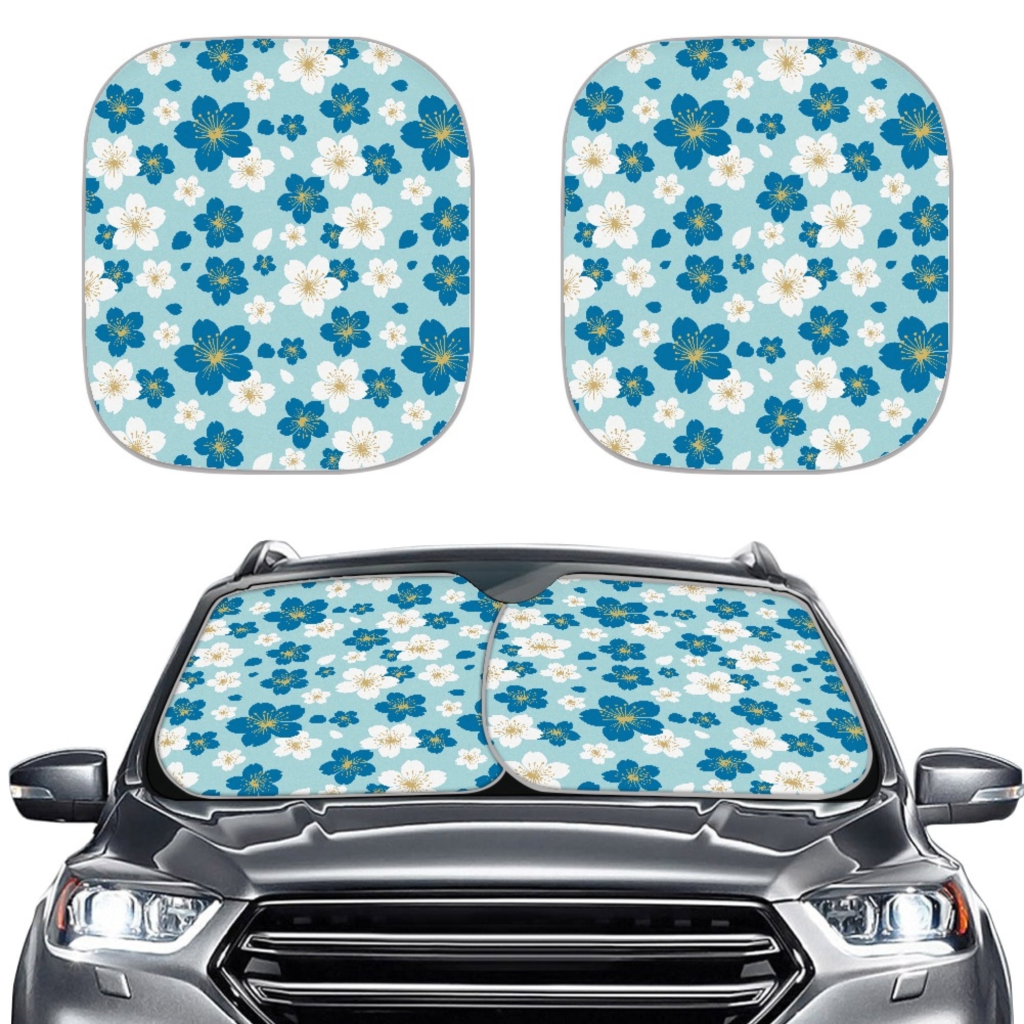 Yuyamidu White Blue Flower Car Window Shades for Truck Sedan SUV ...
