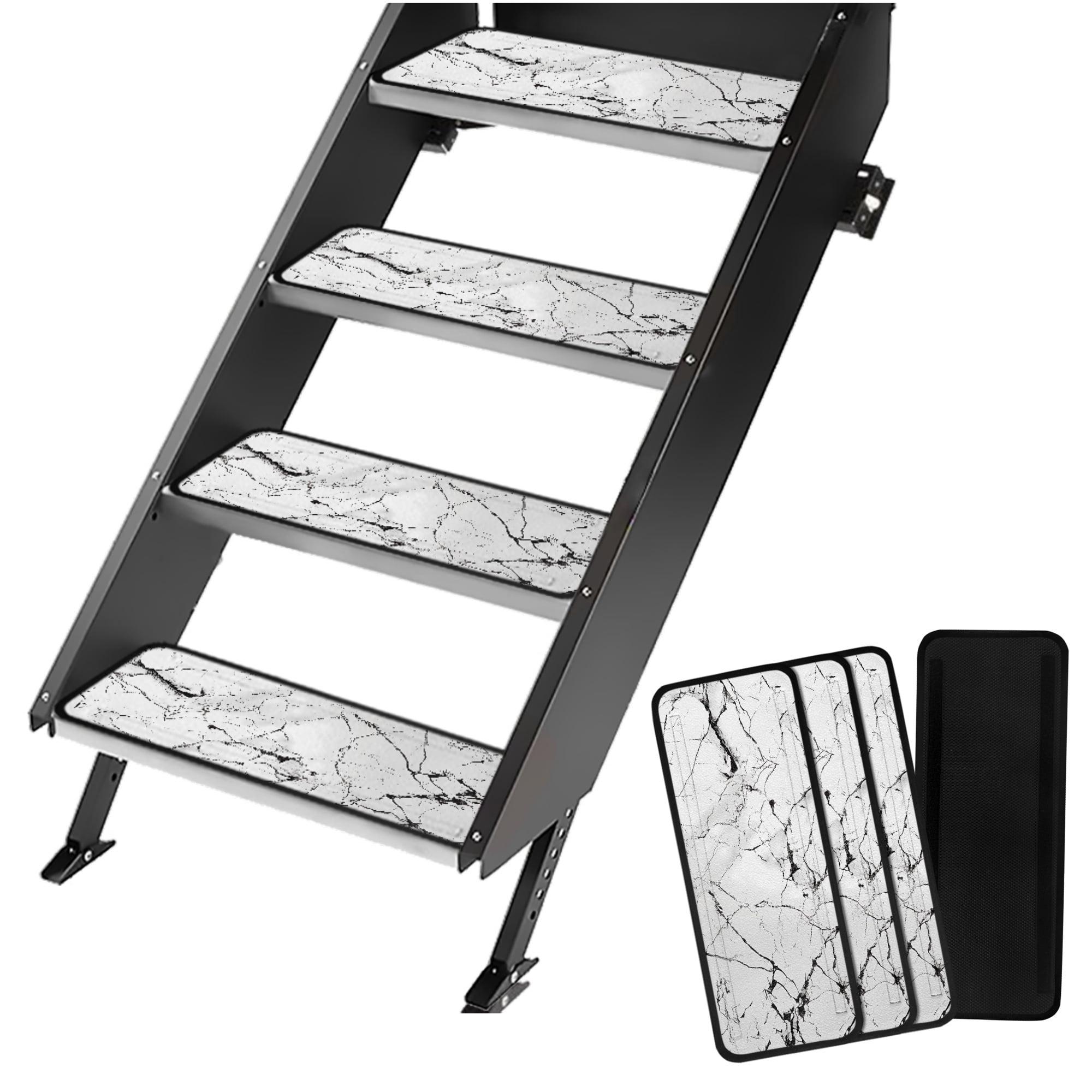 Yuyamidu White Marble Print RV Step Covers Washable Camper Step Covers ...