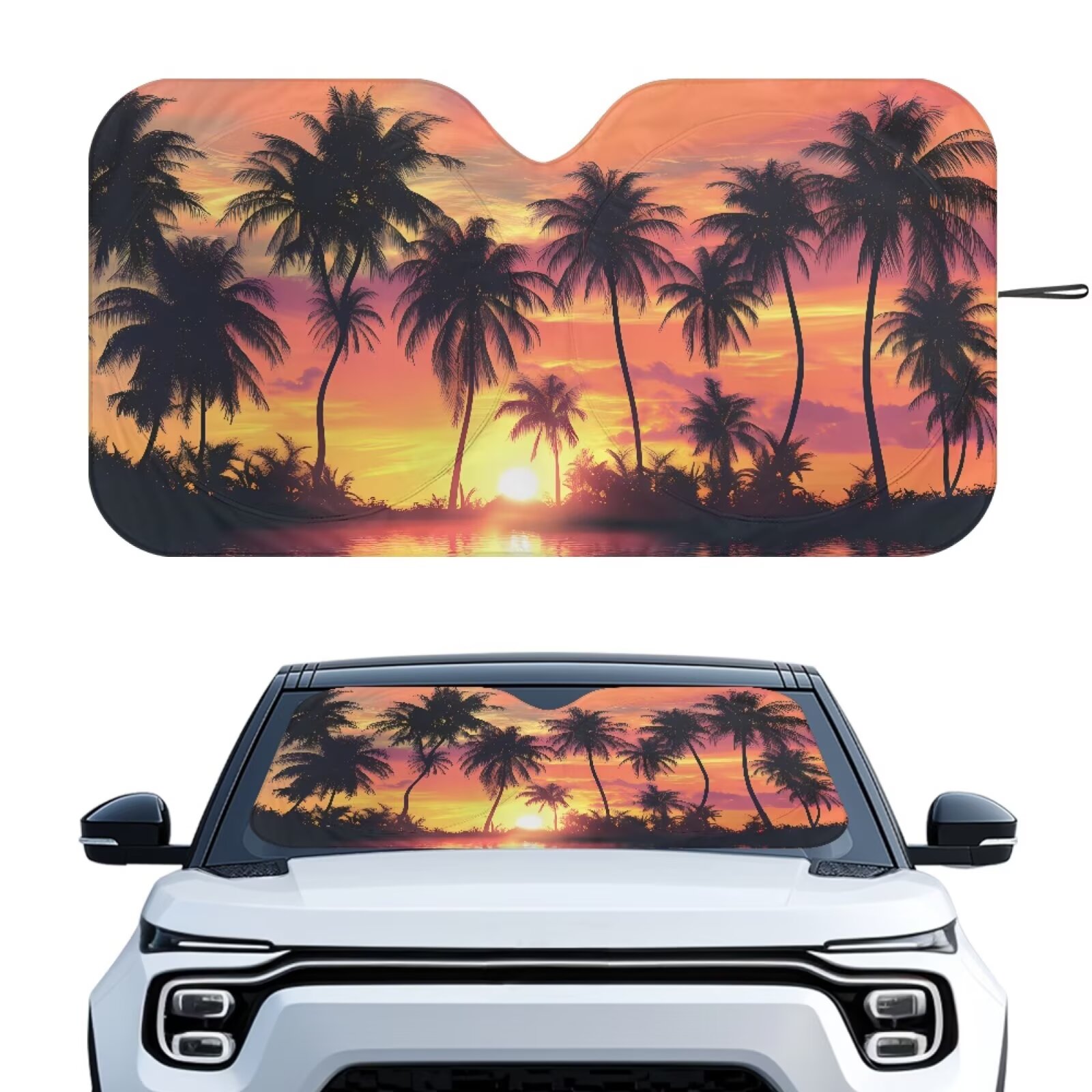 Yuyamidu Windshield Sunshade Palm Tree Designs Sun Visor Shield ...