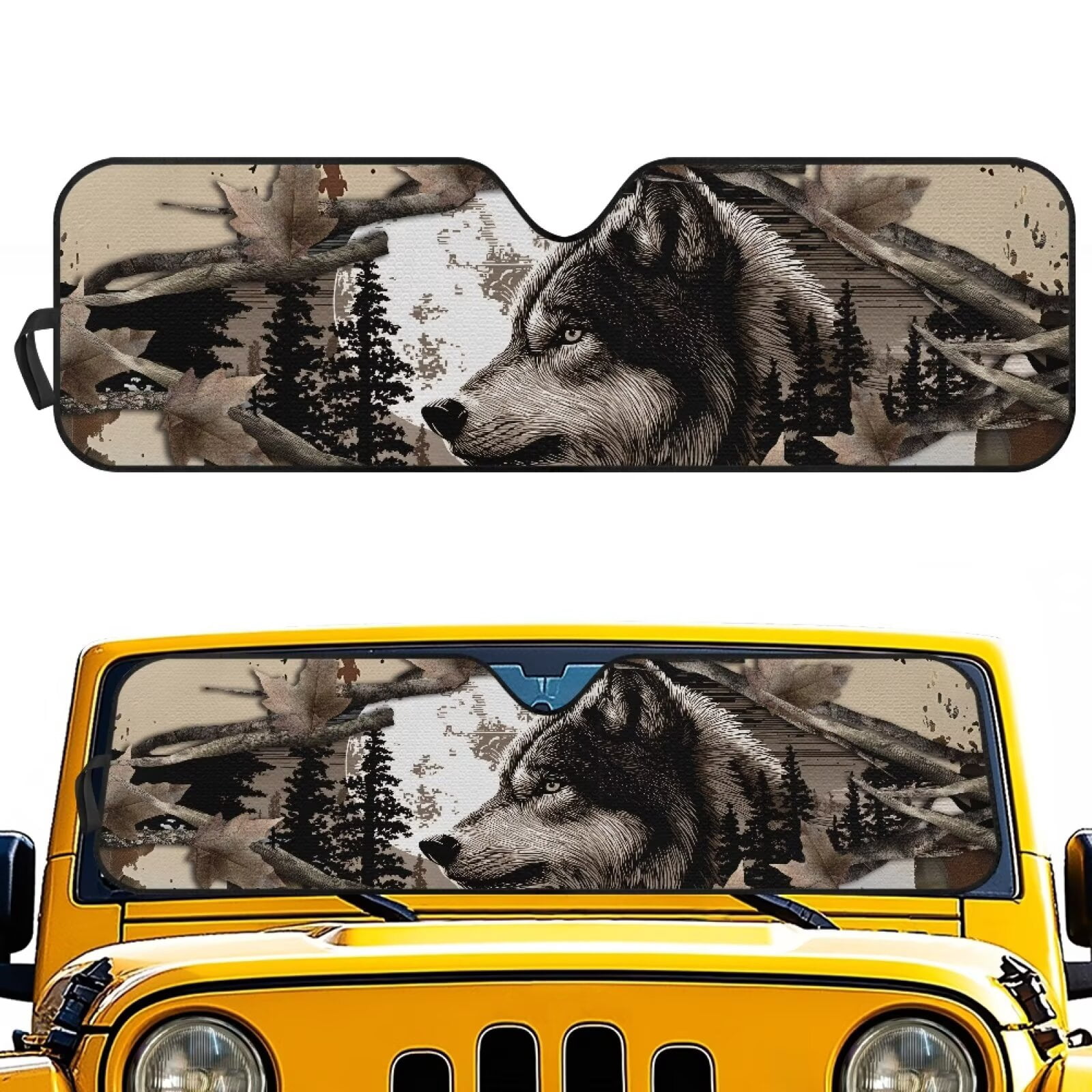 Yuyamidu Wolf Windshield Sun Shade Compatible with Jeep Wrangler Camo ...