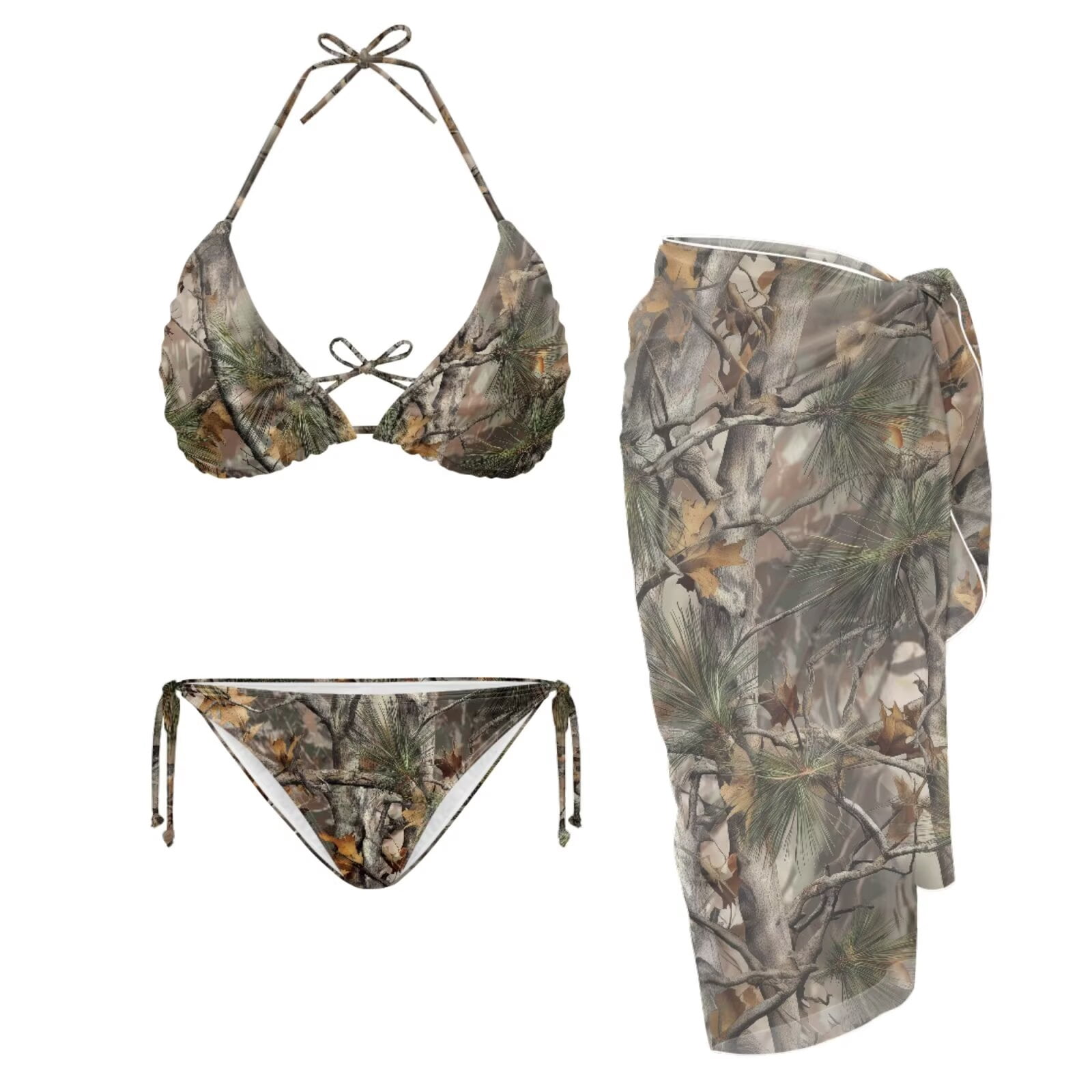 Yuyamidu Women's Bikini Swimsuits 3 Piece Camo Hunting Halter Triangle ...