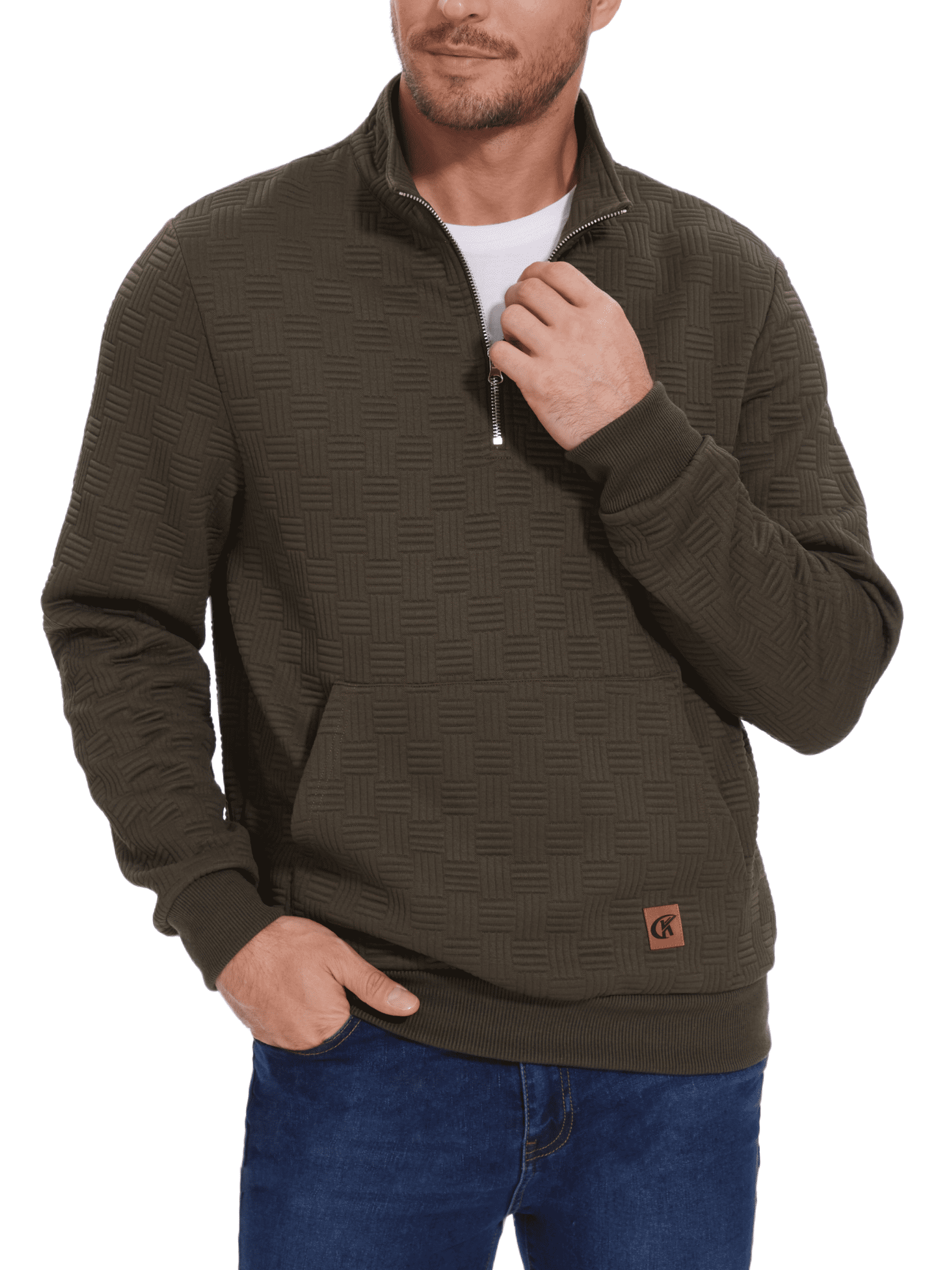 Yuyangdpb Men's Quarter Zip Pullover Long Sleeve Casual Pullover ...