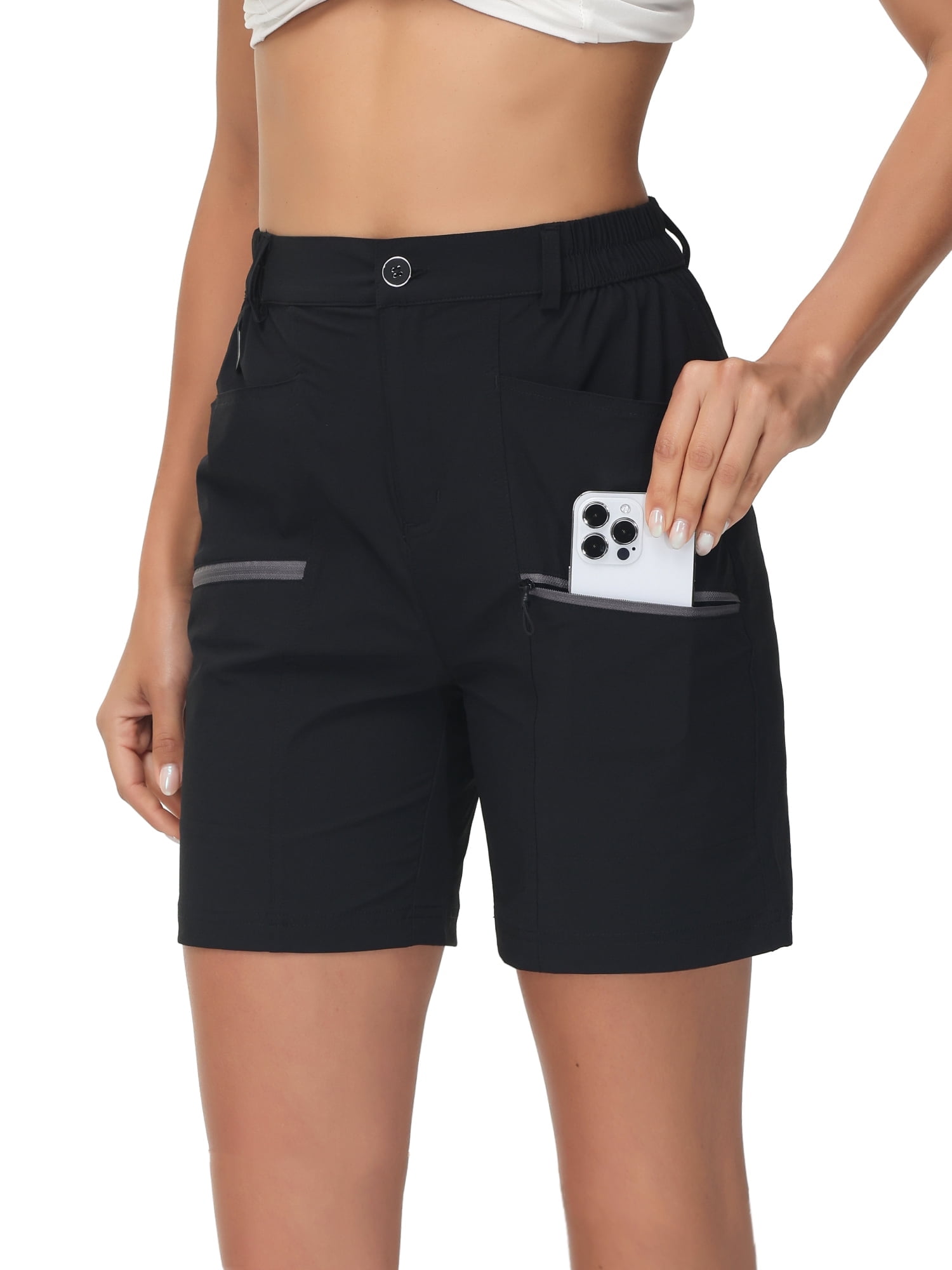Yuyangdpb Women's Quick Dry, Water Resistant Hiking Shorts with 6 Pockets - Black, L - Walmart.com