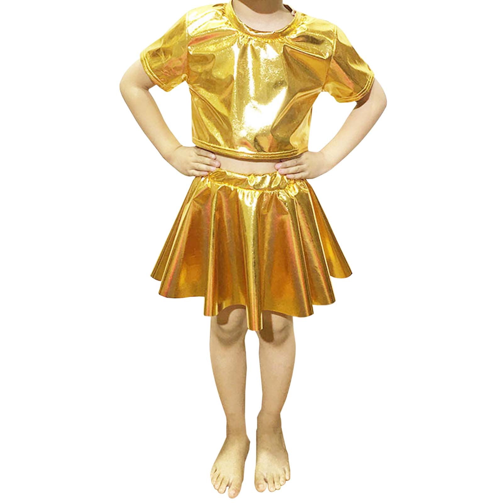 YuyuTangFu Tween Girls Dresses Kids Stage Performance Puffy Dress Shiny ...