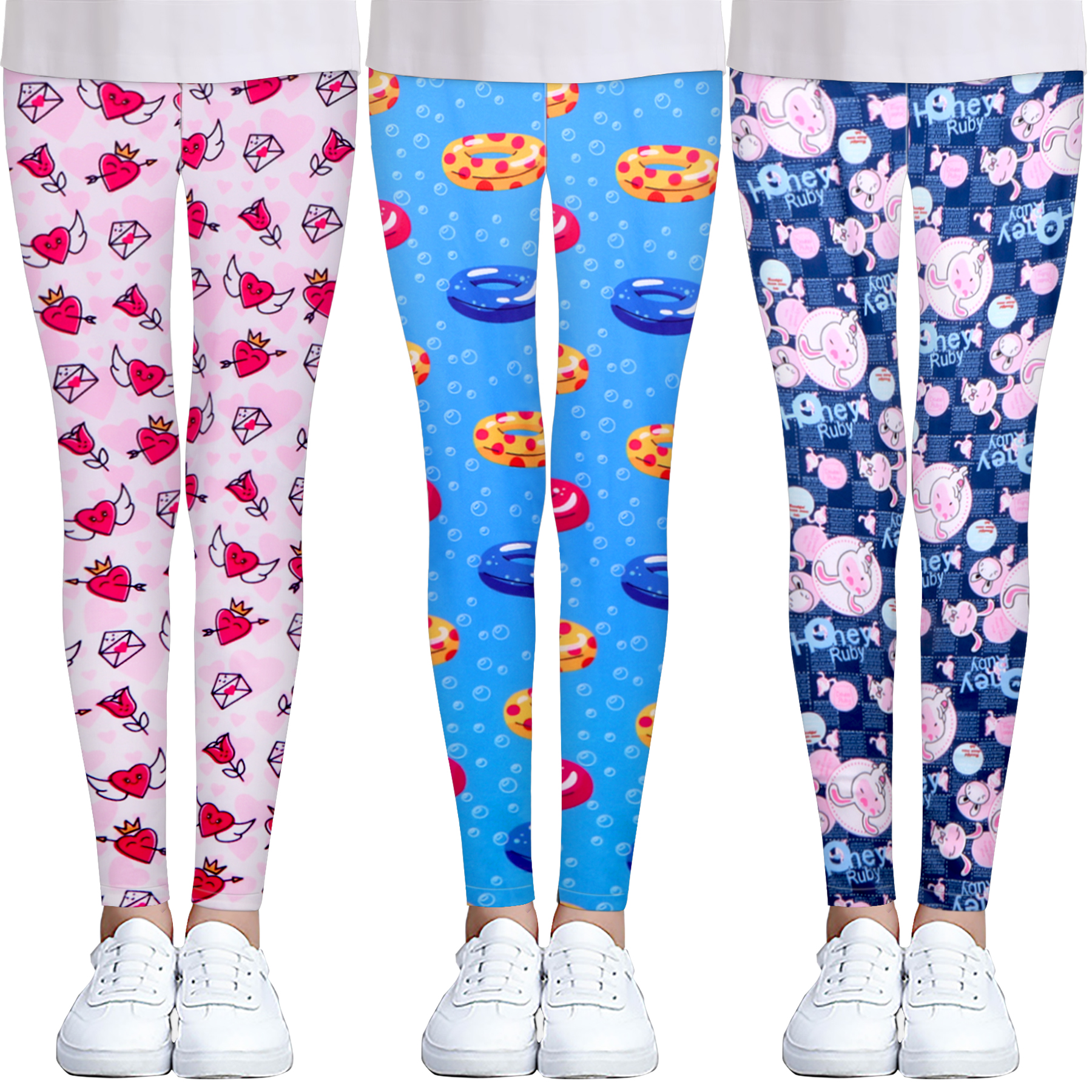 TeeHee Little Kids Girls Fashion Cotton Footless Tights 3 Pair Pack ...