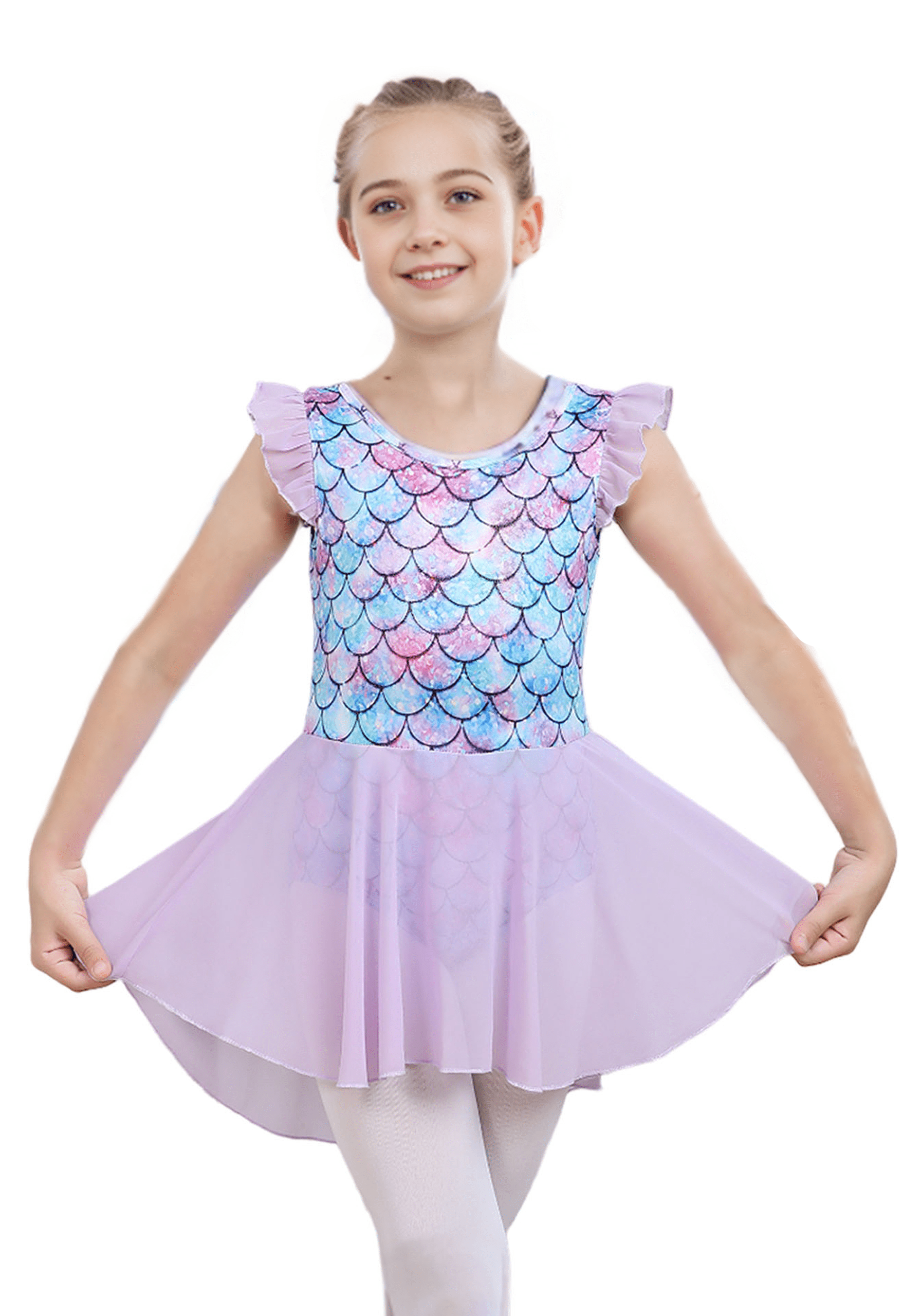 Yuyuekeji Girls Dance Ballet Leotards,Kids Ruffle Sleeve Tutu Girls ...