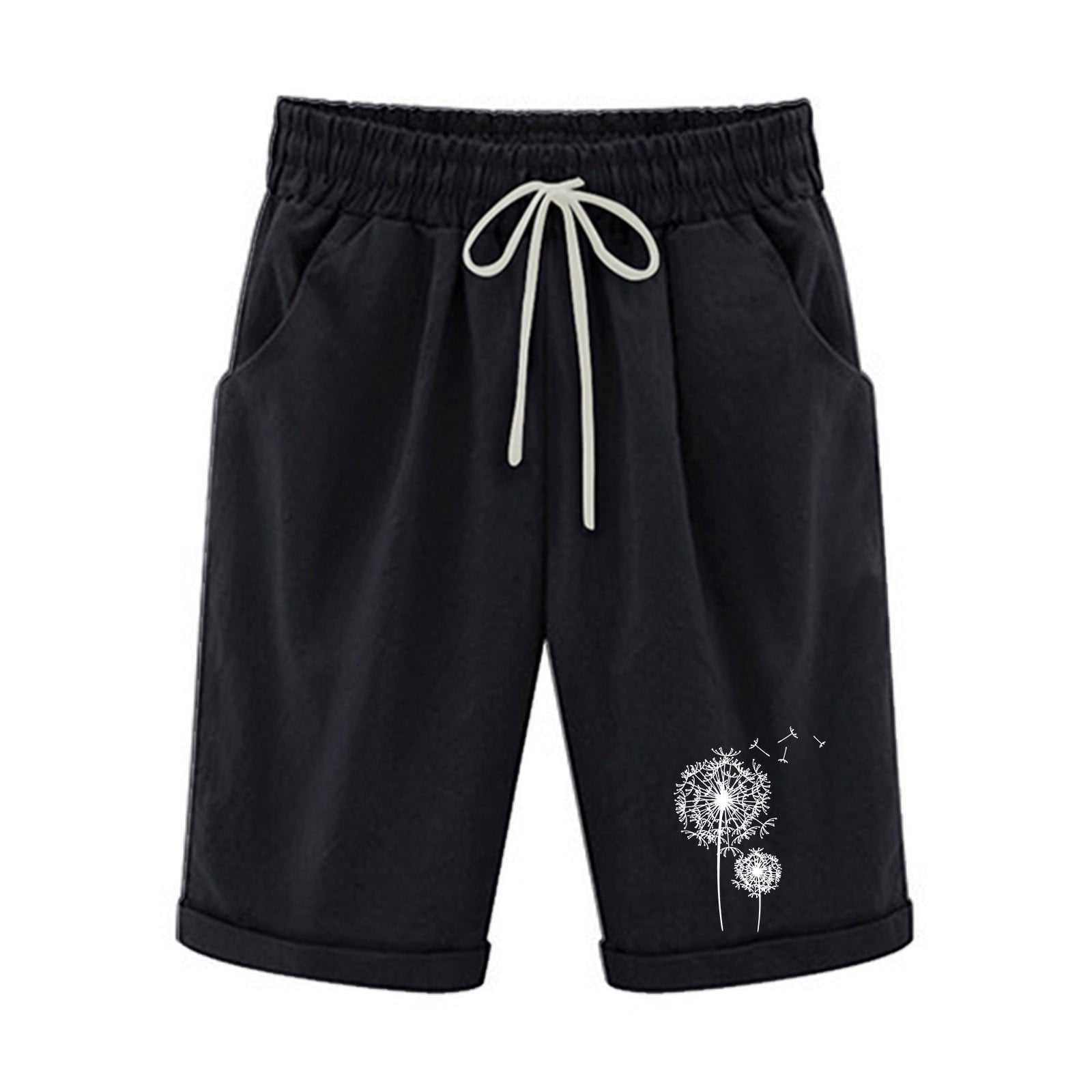 Yuzhih Capris Pants For Women Knee Length Drawstring Sweatshorts