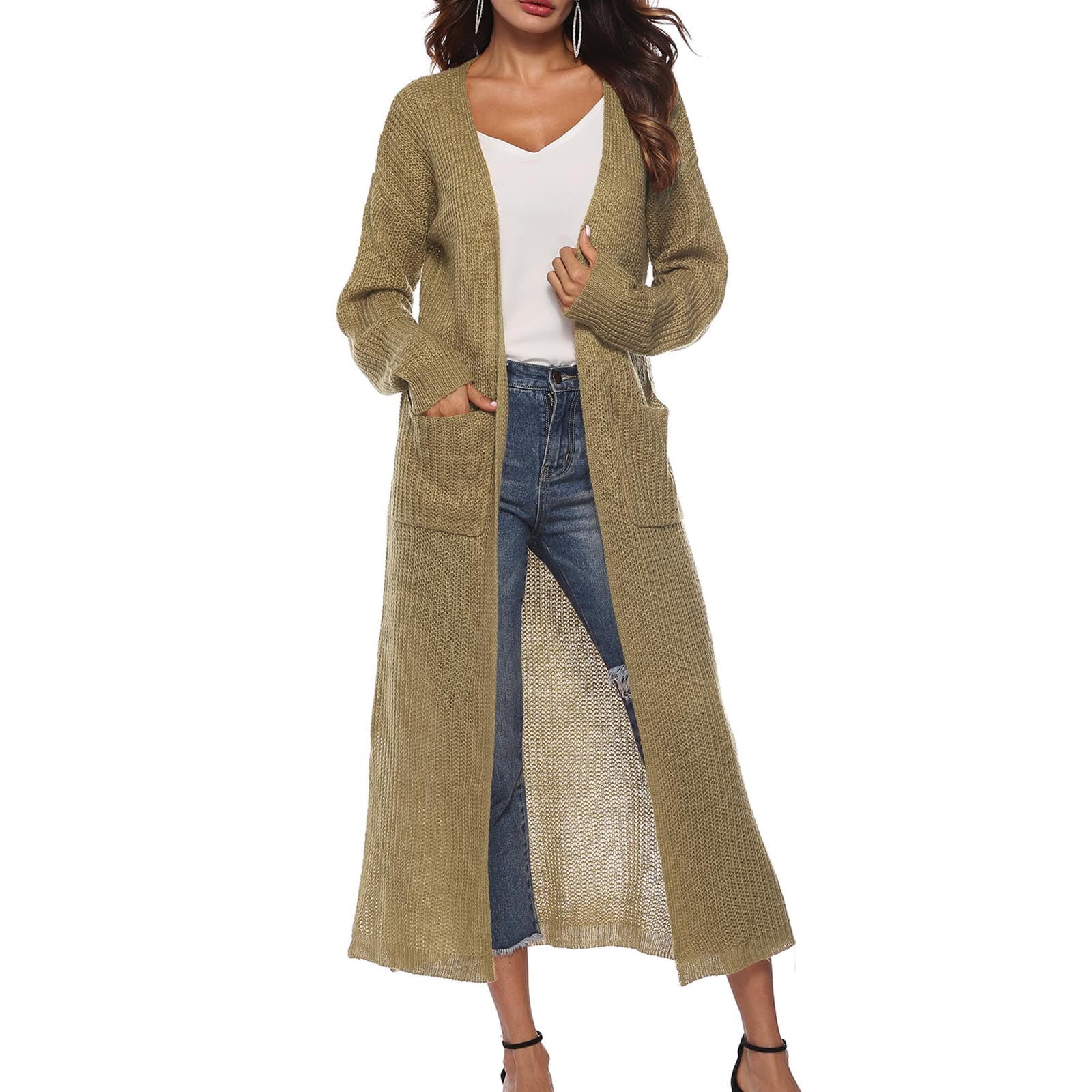 Yuzhih Long Sweaters Cardigan for Women Open Front Long Sleeve Plus ...