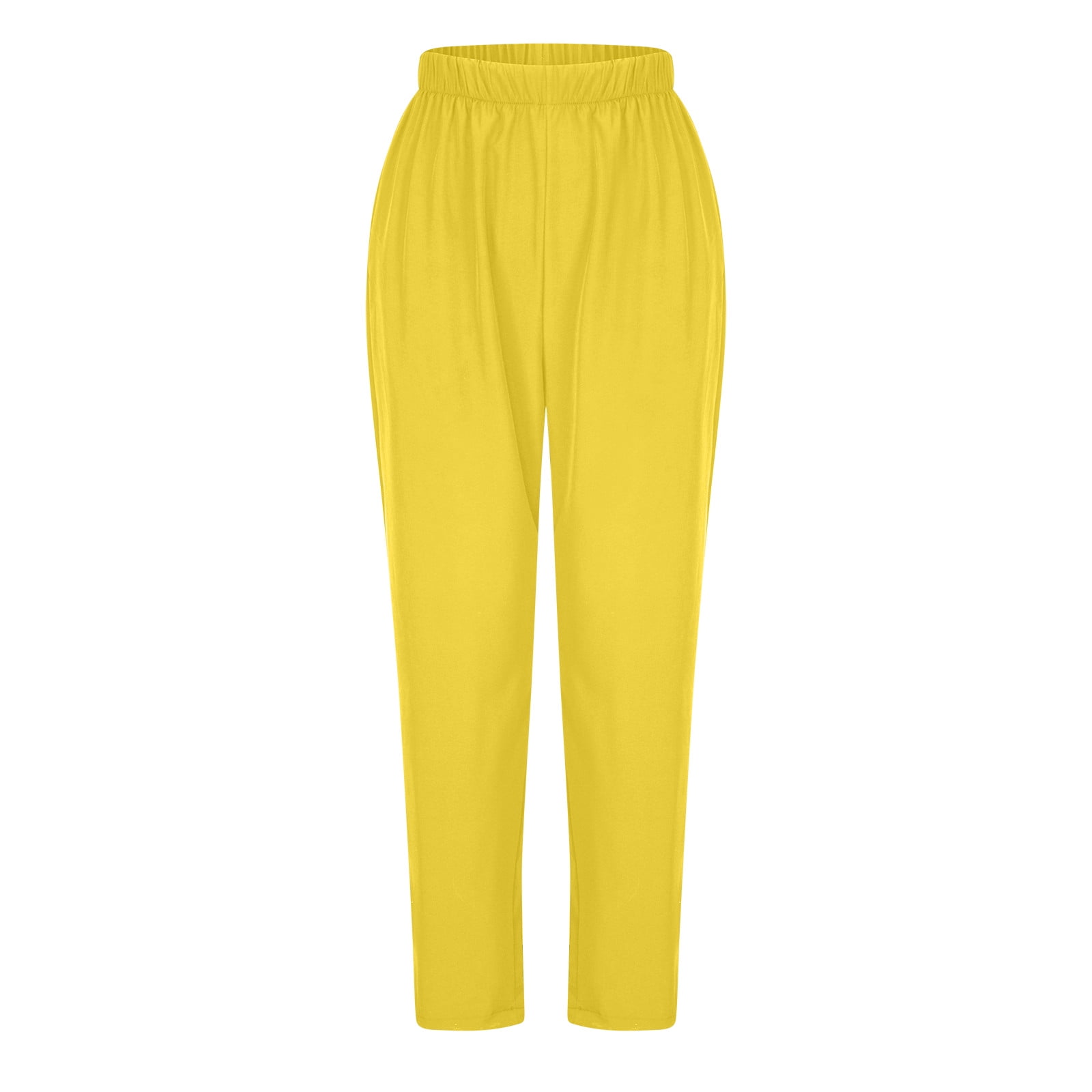 Yuzhih Pants For Women Casual Stretch Elastic Waist Plus Size Pants