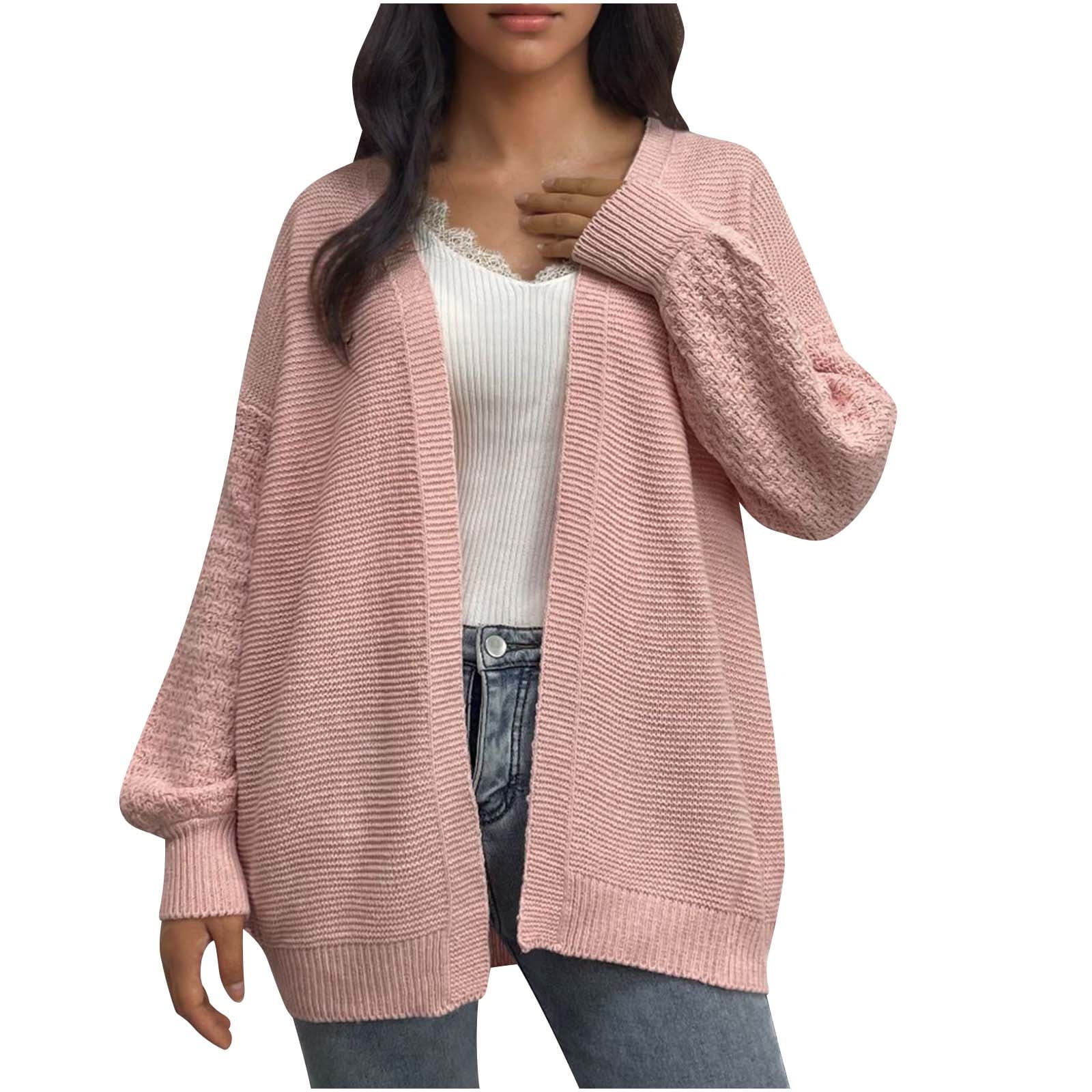 XuJwPNcy Plus Size Knit Cardigan for Women Lantern Sleeve Cardigan ...