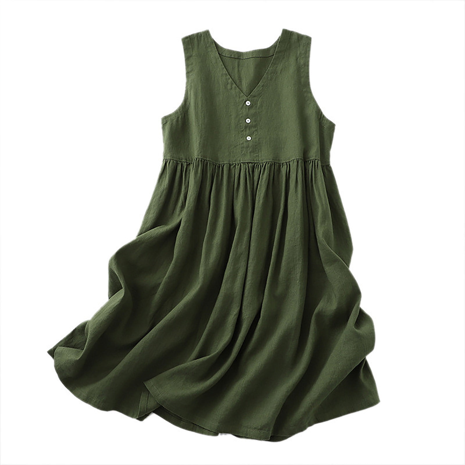cfhntfmh Summer Dresses for Women Sleeveless Cotton Linen Tshirt ...
