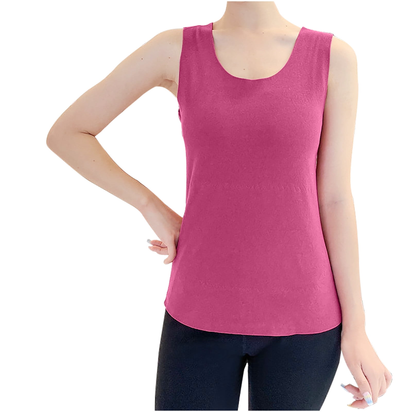 XuJwPNcy Thermal Tank Top for Women Fleece Lined Warm Sleeveless Shirts ...