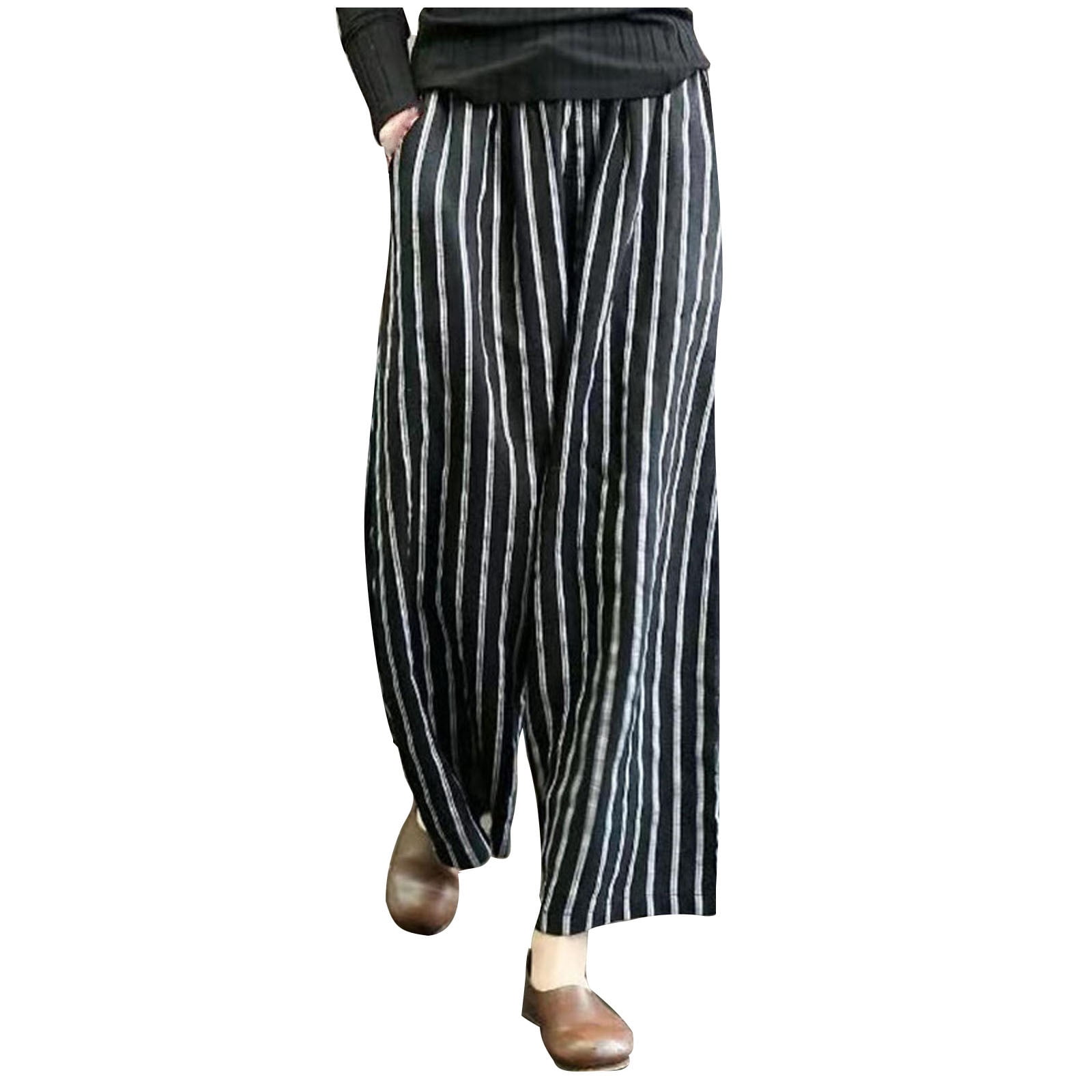 XuJwPNcy Wide Leg Pants Woman Elastic Waist Casual Palazzo Trousers ...