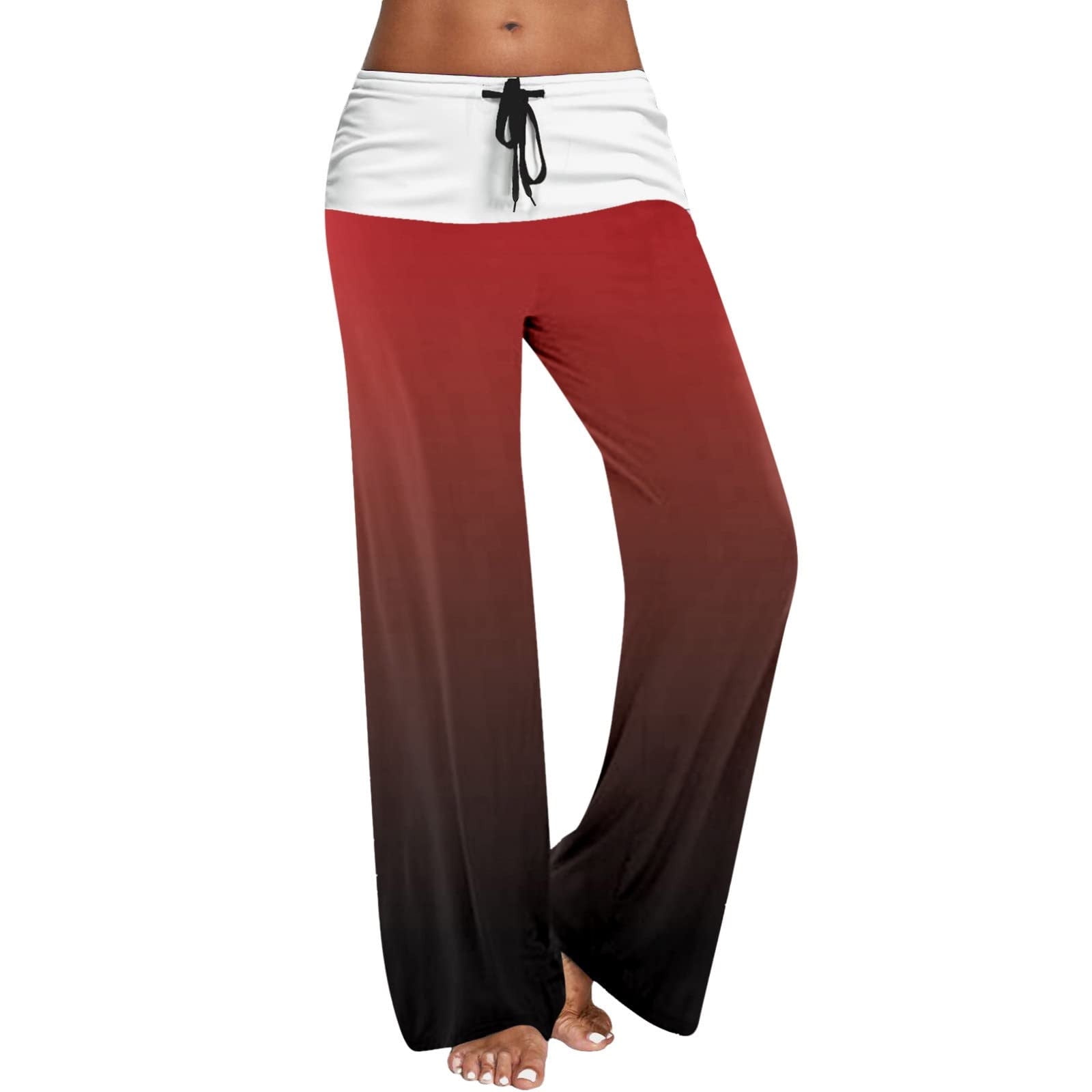 Yuzhih Wide Leg Pants For Women Drawstring Low Waisted Printed Lounge