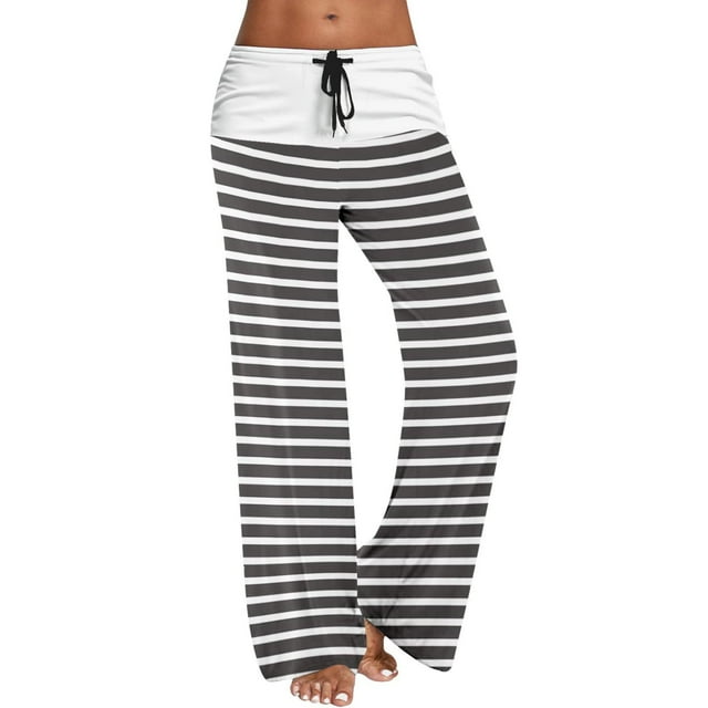 Yuzhih Wide Leg Pants For Women Drawstring Low Waisted Printed Lounge