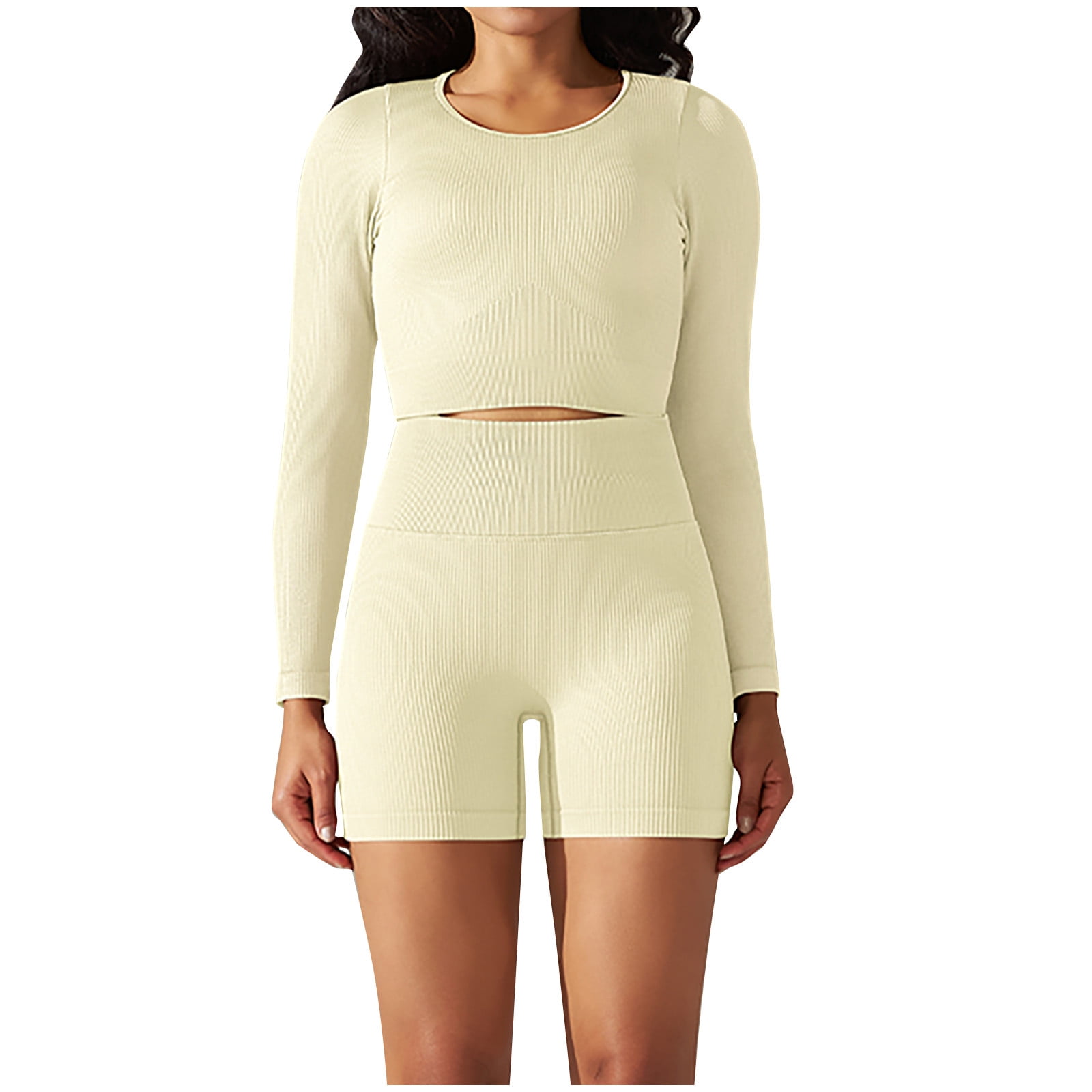 XuJwPNcy Women Workout Sets 2 Pieces Long Sleeve Yoga Outfits Gym ...