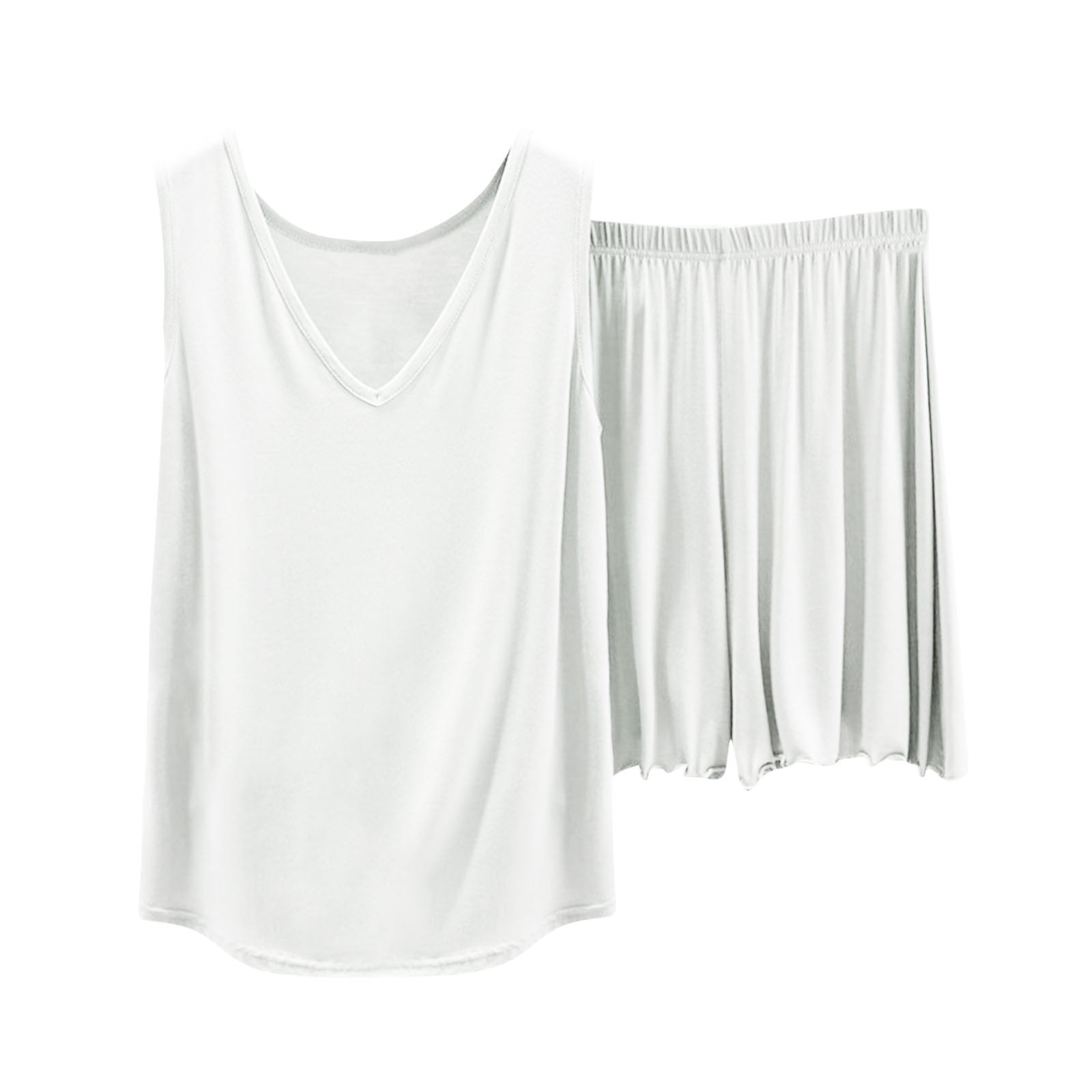 XuJwPNcy Women's Pj Sets Summer V Neck Sleeveless Sleepwear Tops with ...