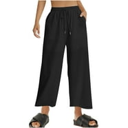JWD Women's Wide Leg Pants With Pockets High Waist Adjustable Knot ...