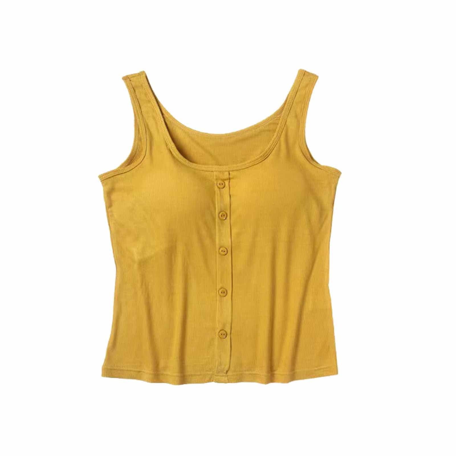 Yuzhih Womens Pj Tank Tops Button down Scoop Neck Solid Sleeveless ...