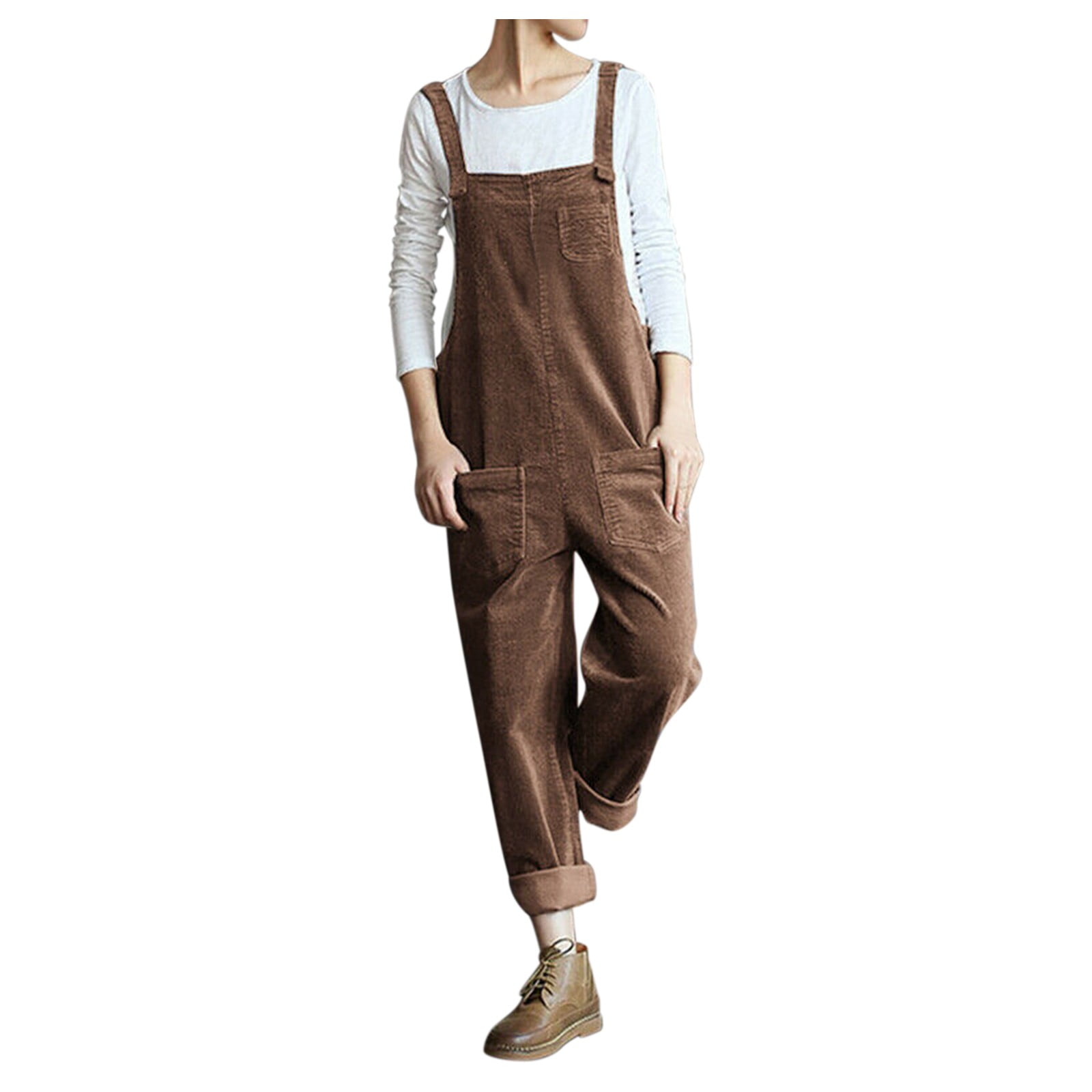 XuJwPNcy Womens Plus Size Corduroy Overalls Adjustable Straps Baggy ...