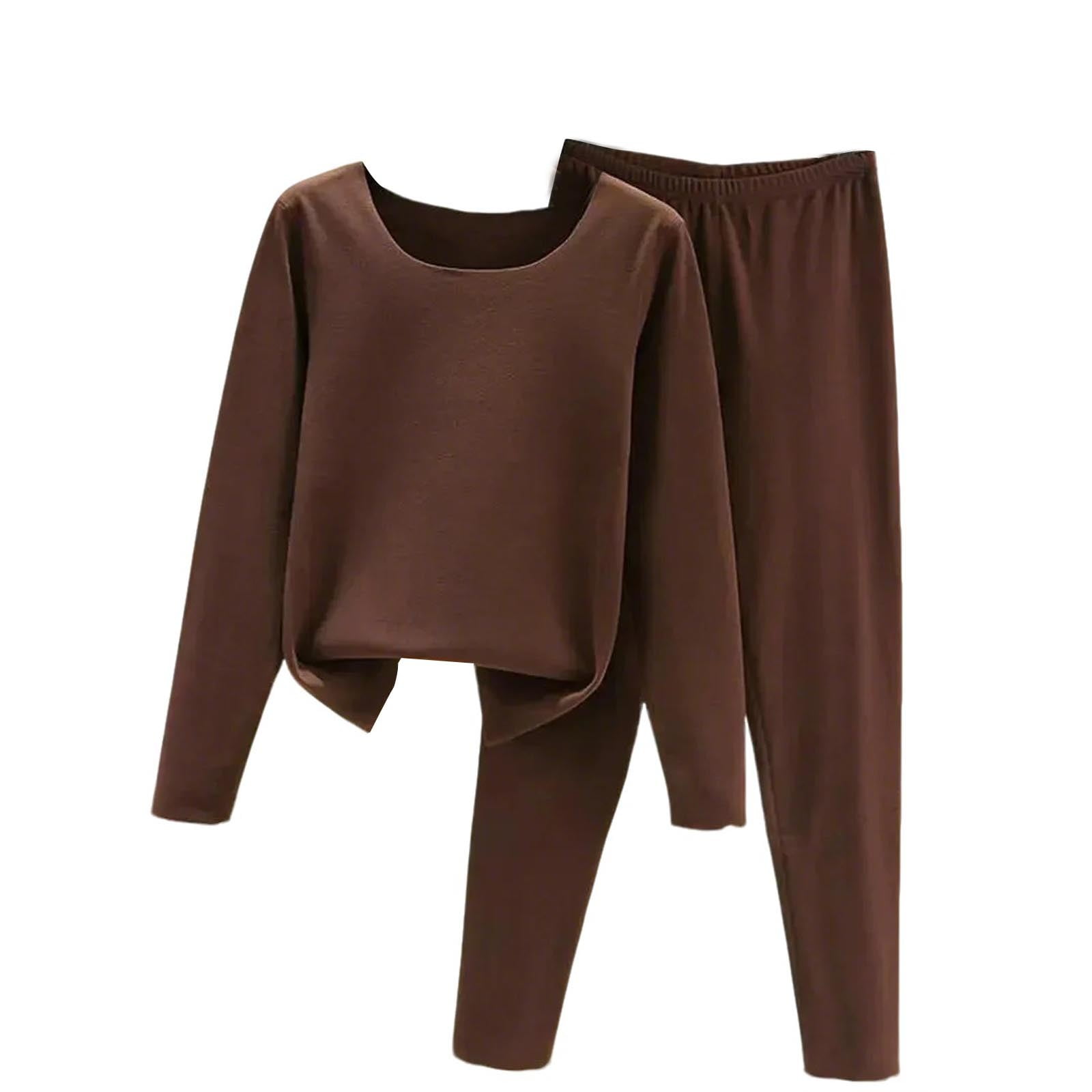 cfhntfmh Womens Thermal Underwear Set Long Sleeve Base Layer Fleece ...