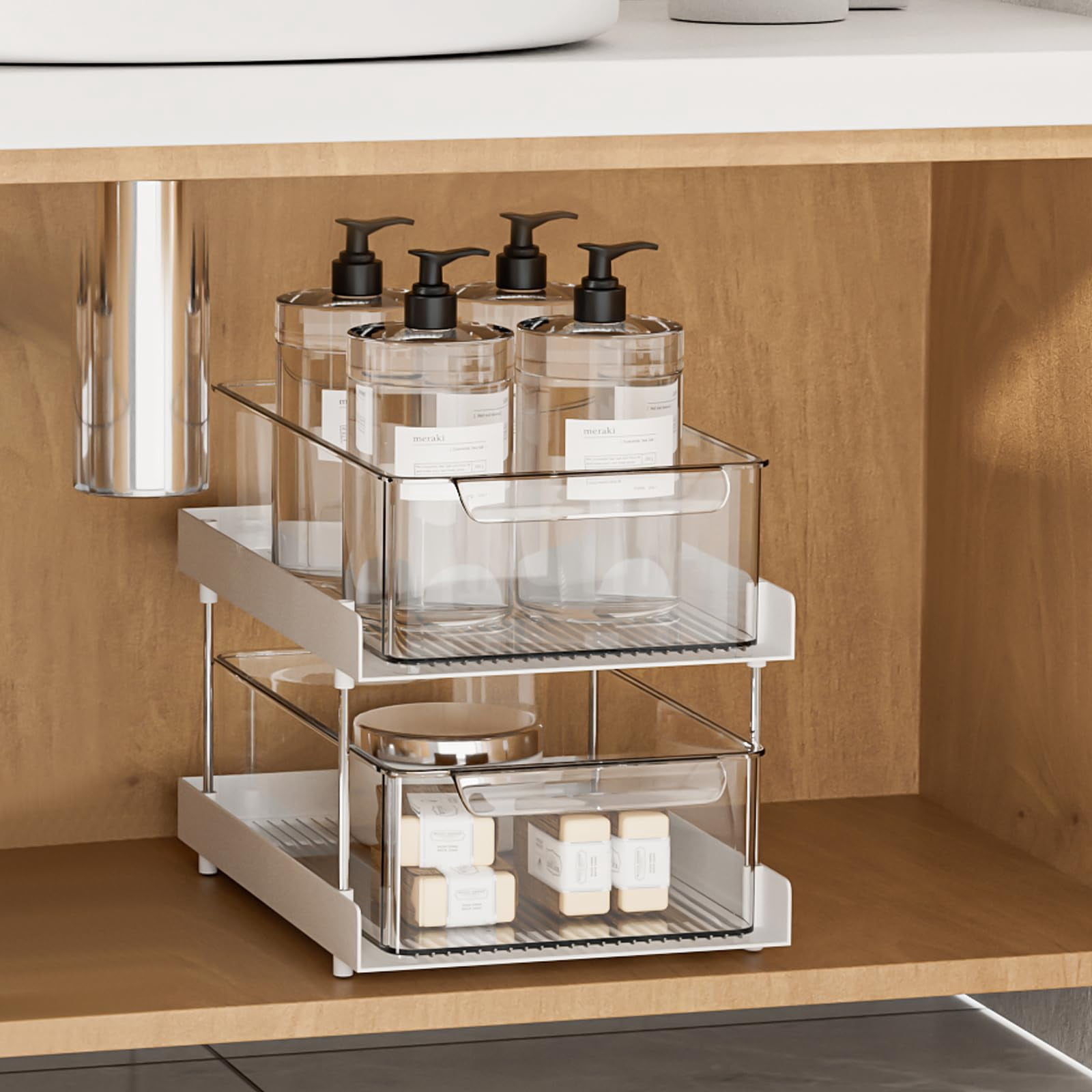 YuzhuSuye 2 Tier Pull-Out Storage Organizers Under Sink Organizer ...
