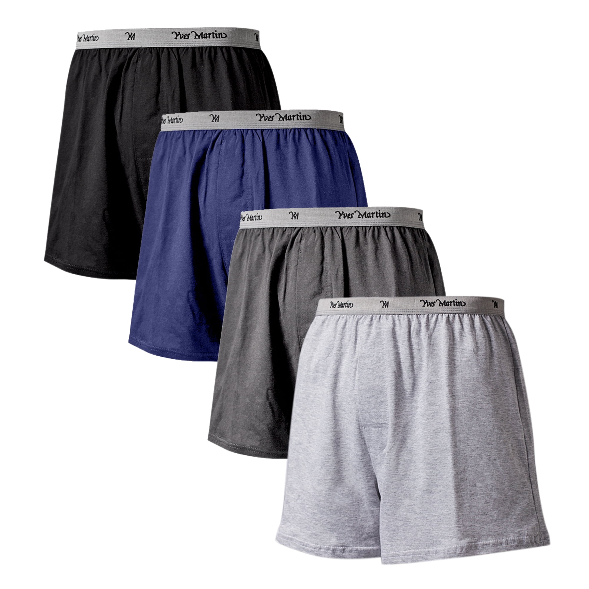 Yves Martin 4-Pack Solid Jersey Boxers - Walmart.com