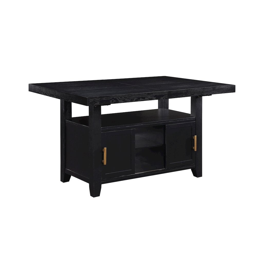 Yves 7-Piece Dining Set with Extendable Table, Charcoal Rubbed Wood ...