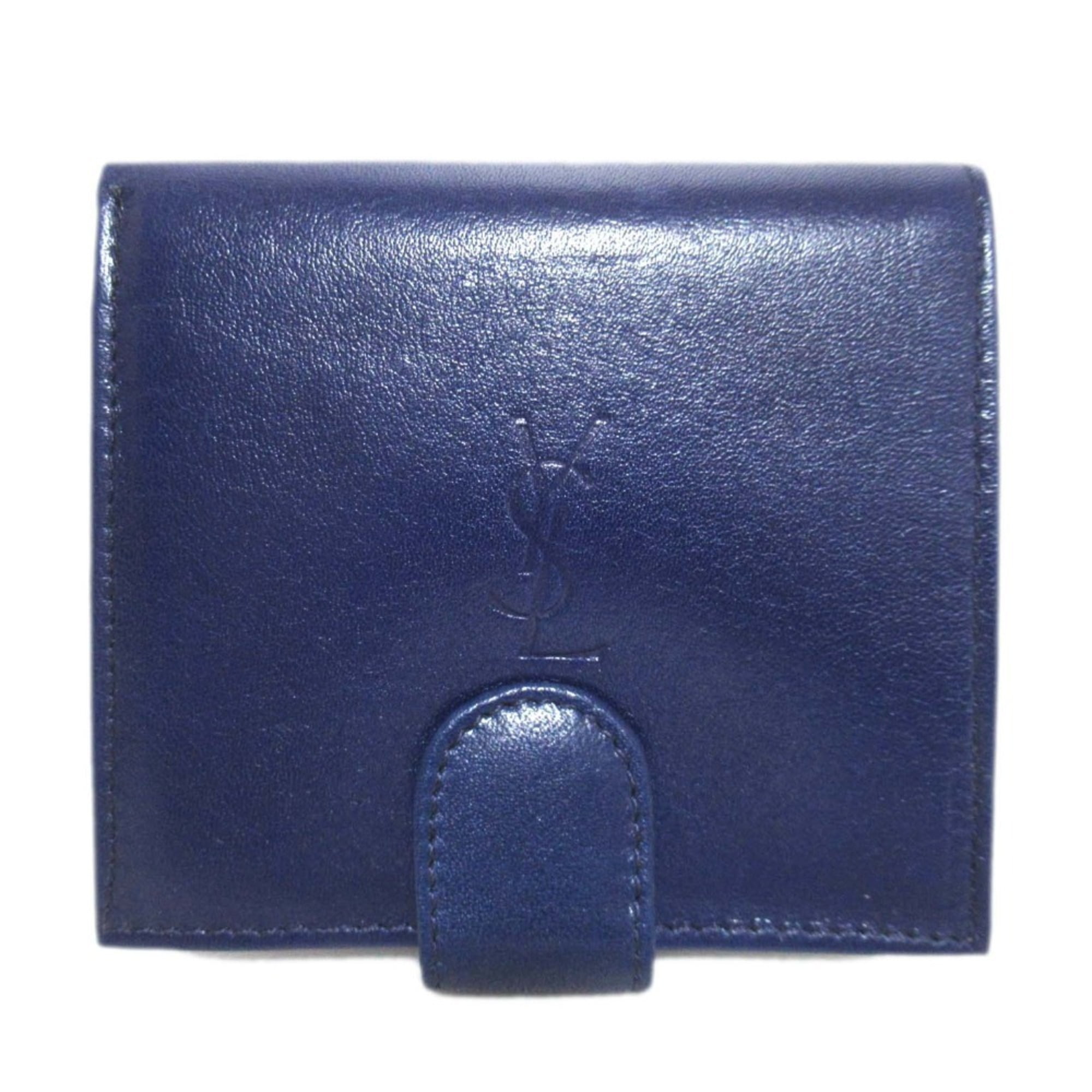 Pre-Owned Yves Saint Laurent YSL Cassandra Logo Leather Compact Wallet ...