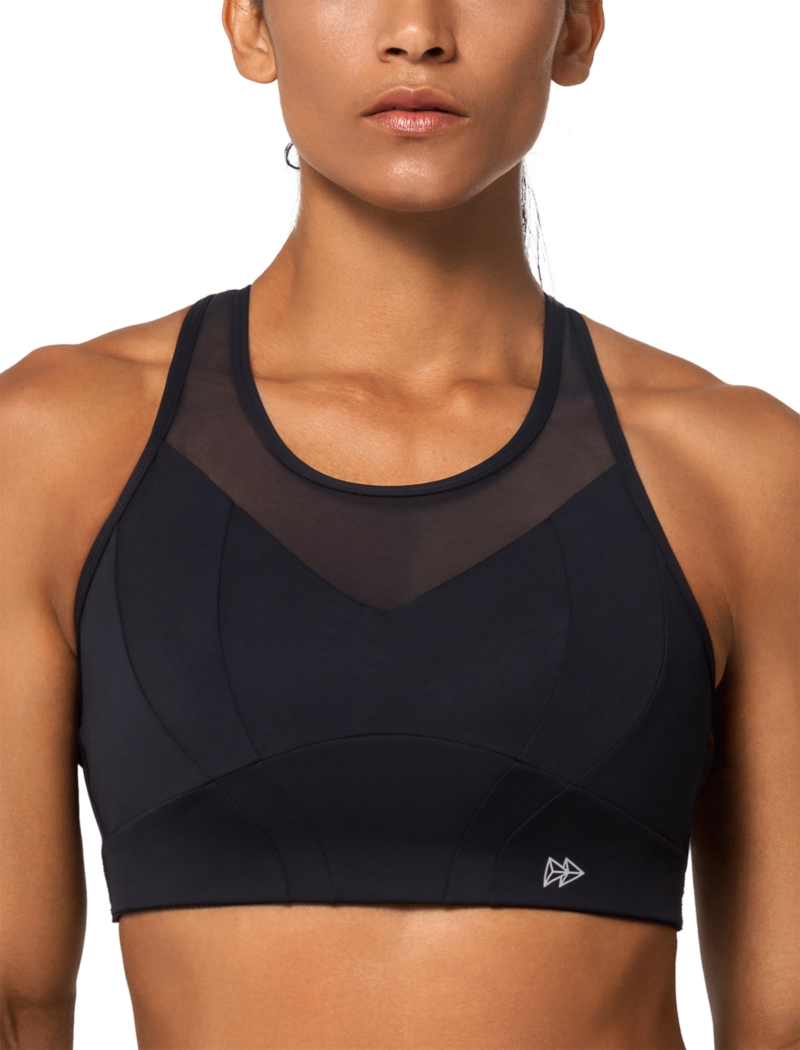 Yvette High Neck Supportive Sports Bra High Impact - No Bounce Soft ...