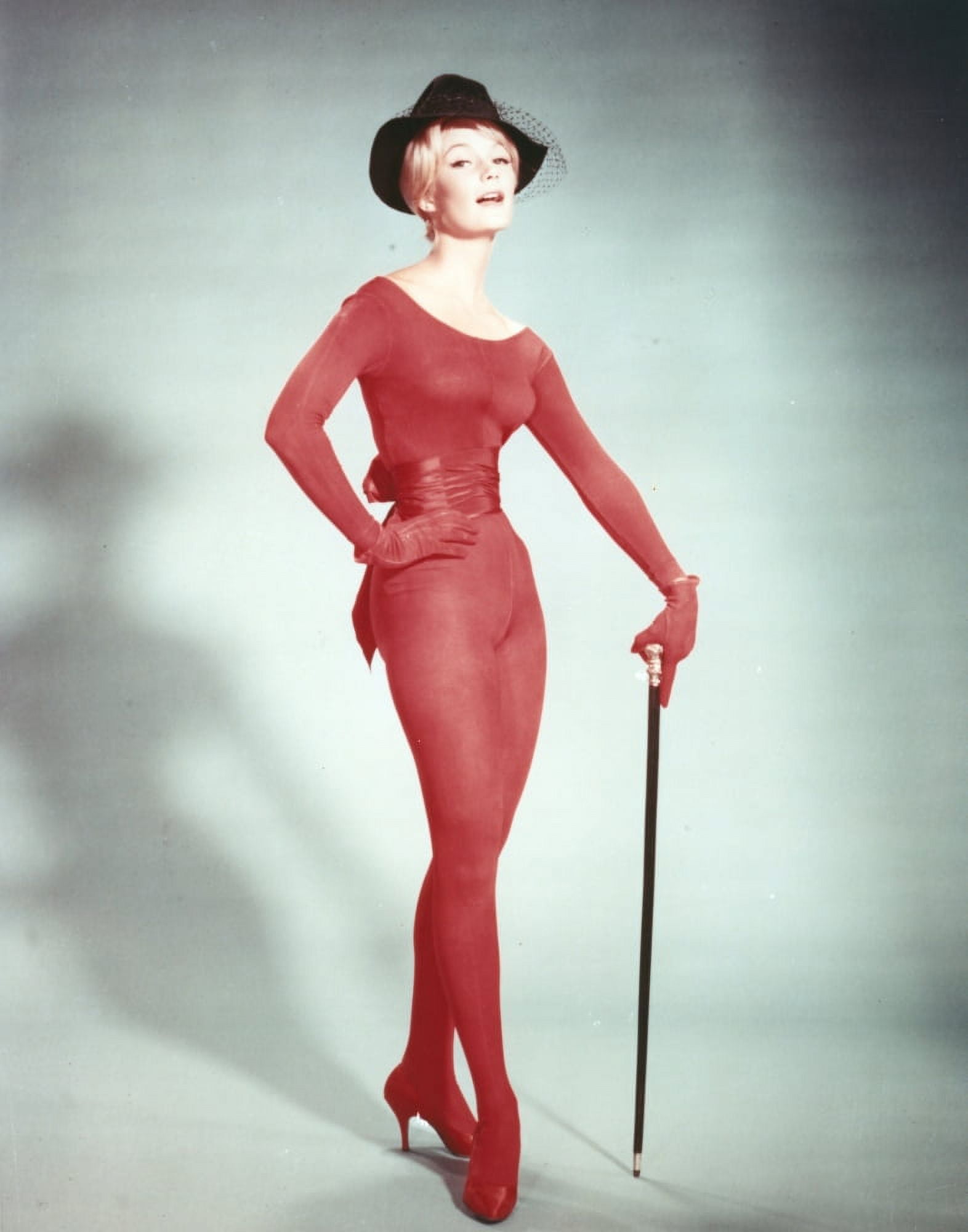 Yvette Mimeaux Posed in Red Tight Dress with Hat Photo Print (24 x 30 ...