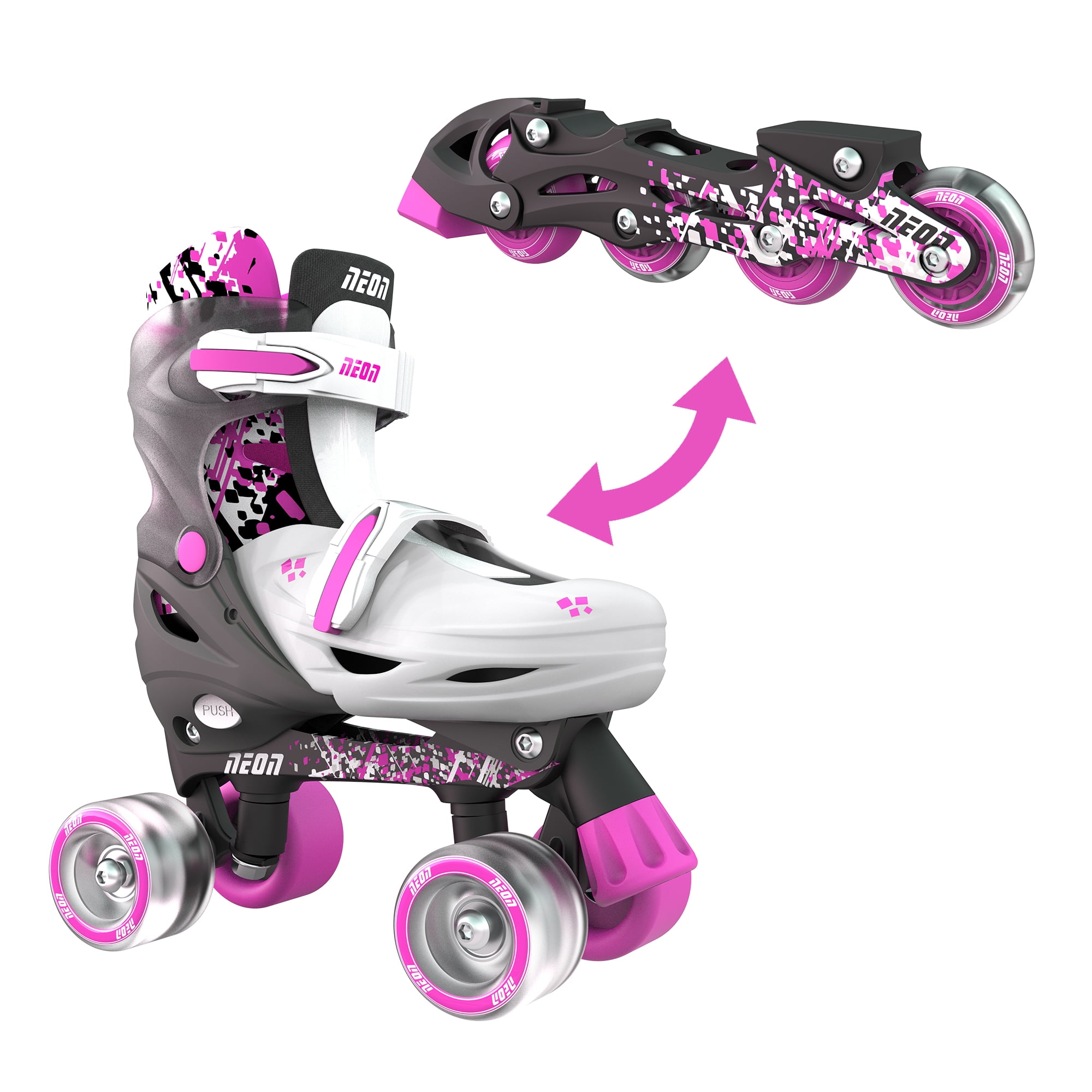 Yvolution Neon 2 in 1 Combo Light Roller Skates - Adjustable Size 3-6 ...
