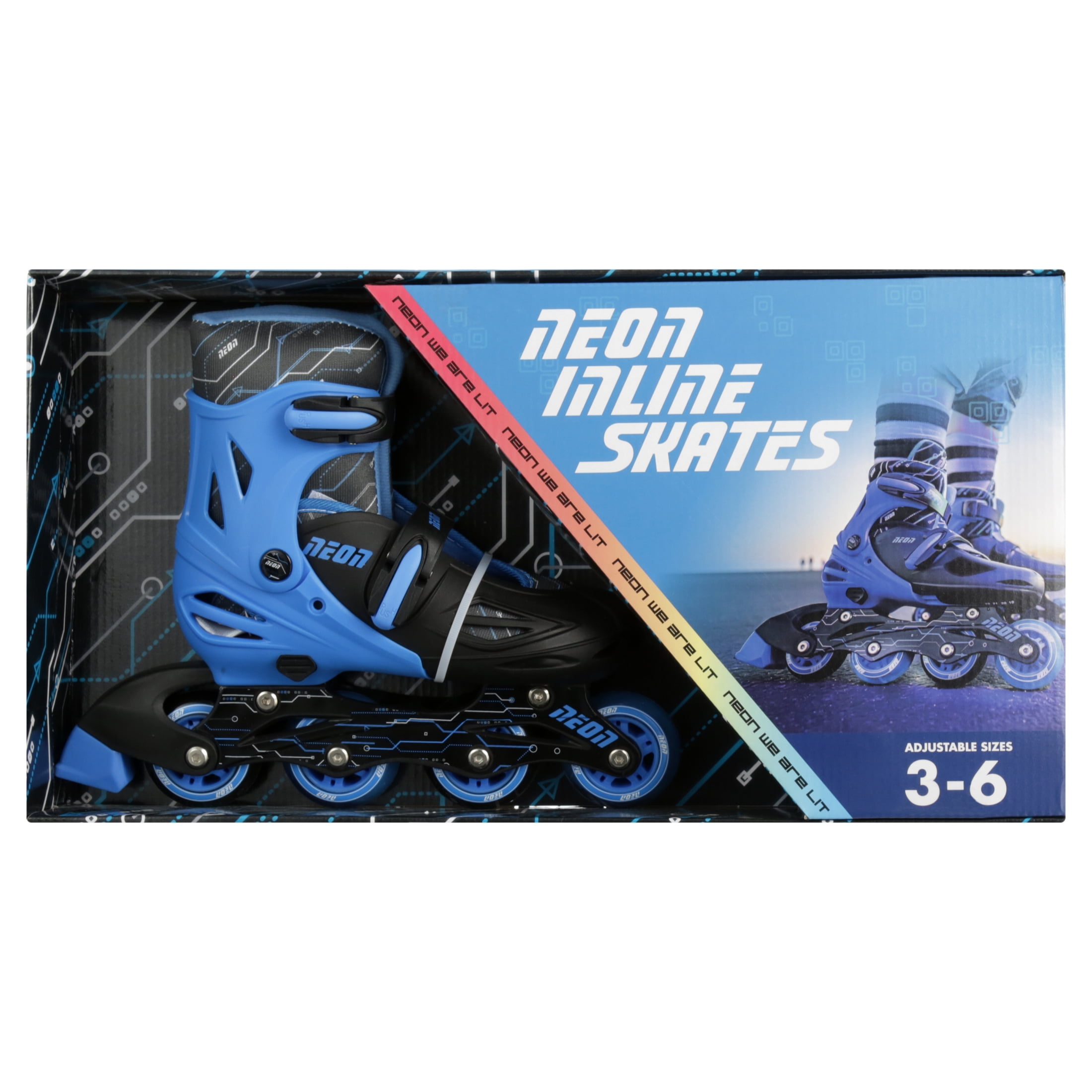 Yvolution Neon Inline Skates Blue Size 3-6 - Walmart.com