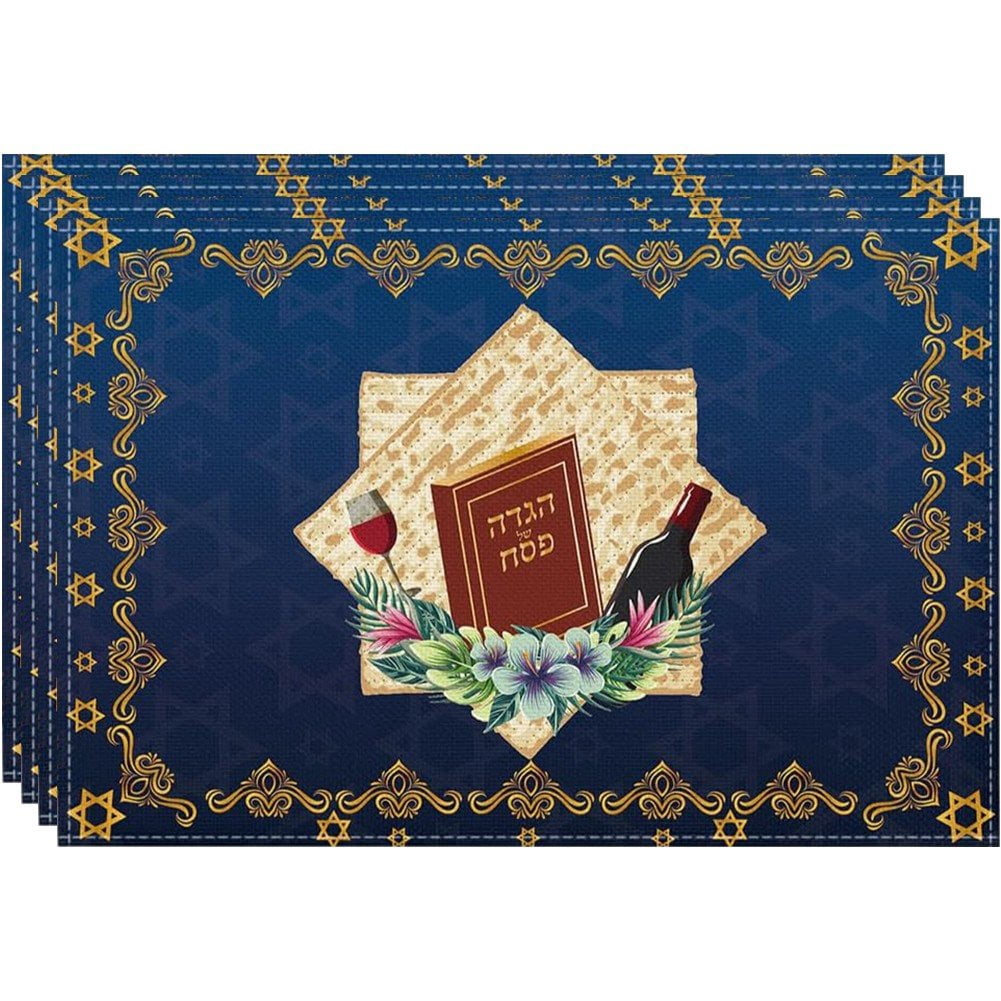 Yvsxxv 4 Pcs Passover Placemats, Pesach Star of David Place Mats Jewish ...