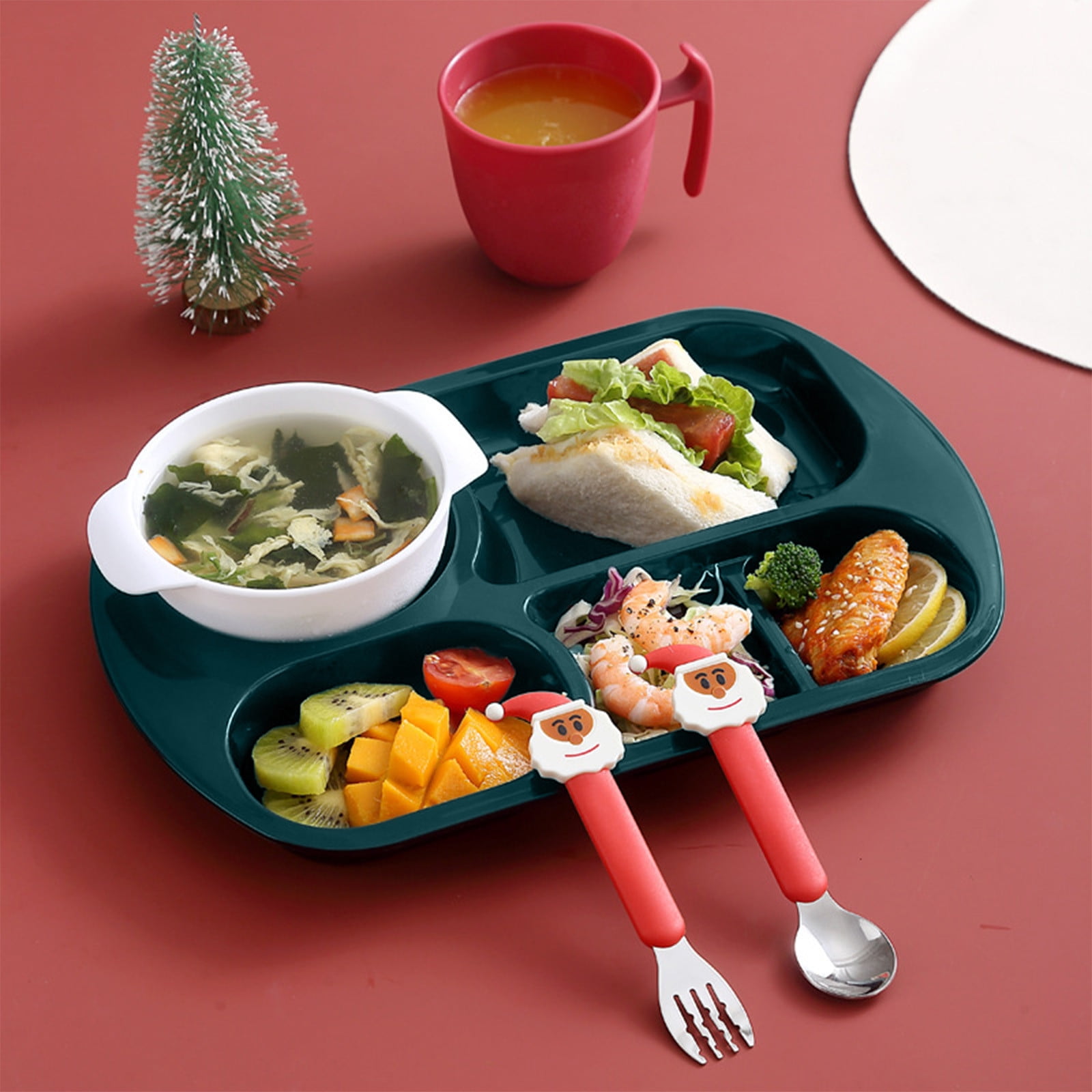 Ywbawe Plastic Christmas Dinner Dish Set, Fall-Proof Fast Food Dinner ...