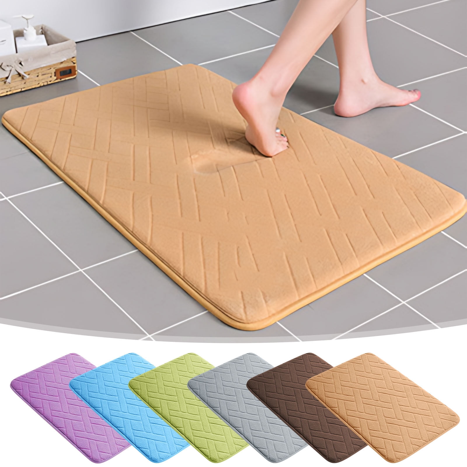 Ywbawe Clearance Thickened Memory Foam Absorbent Floor Mat Coral Fleece ...