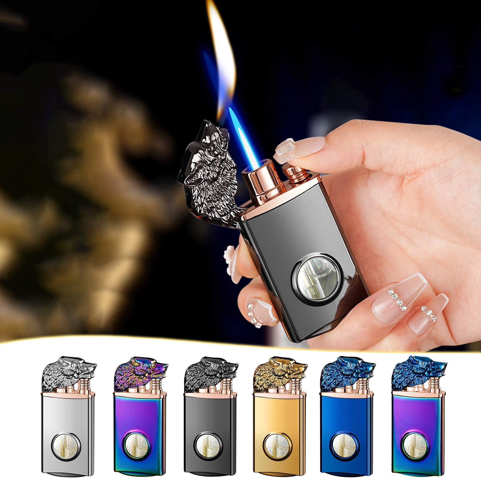 Ywbawe Clearance Wolf Head Dual Flame Torch Lighter, Luminous ...