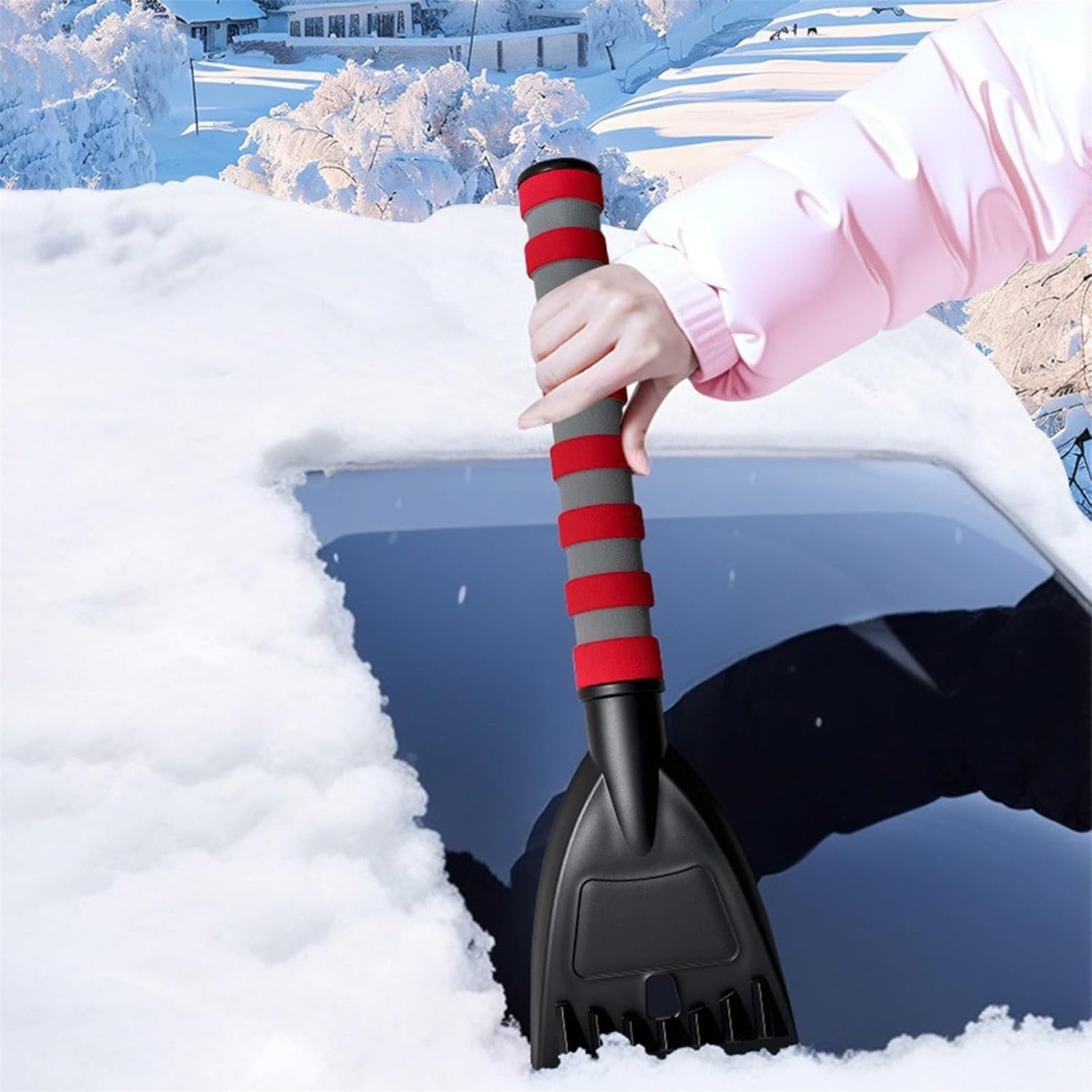Ywbawe Winter Windshield Snow Removal Tool with Ergonomic Silicone Grip ...
