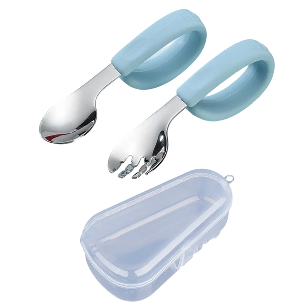 Ywmsfl Child Friendly Spoon and Fork Set Easy Grip Nonslip Silicone ...