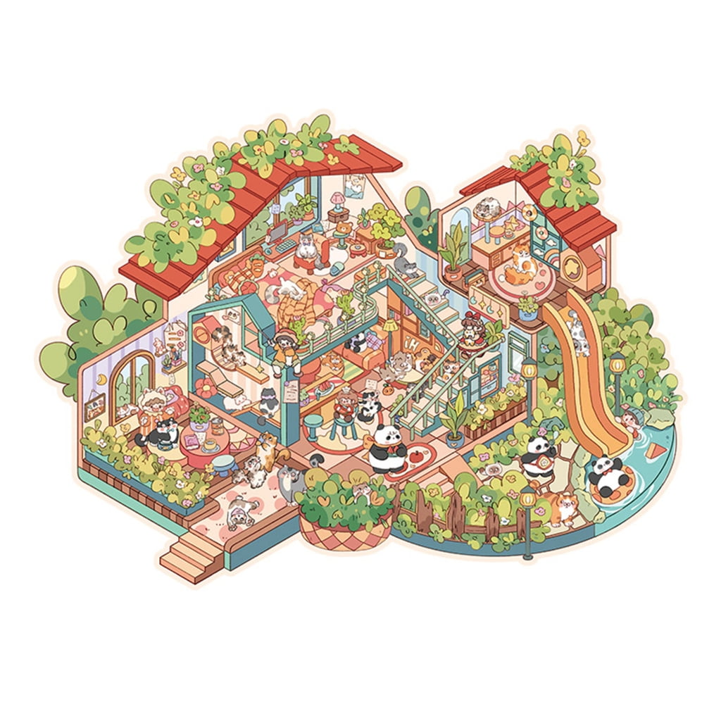 Ywmsfl Detailed 3D Cabin Scene Stickers Safe Easy to Use Landscape ...