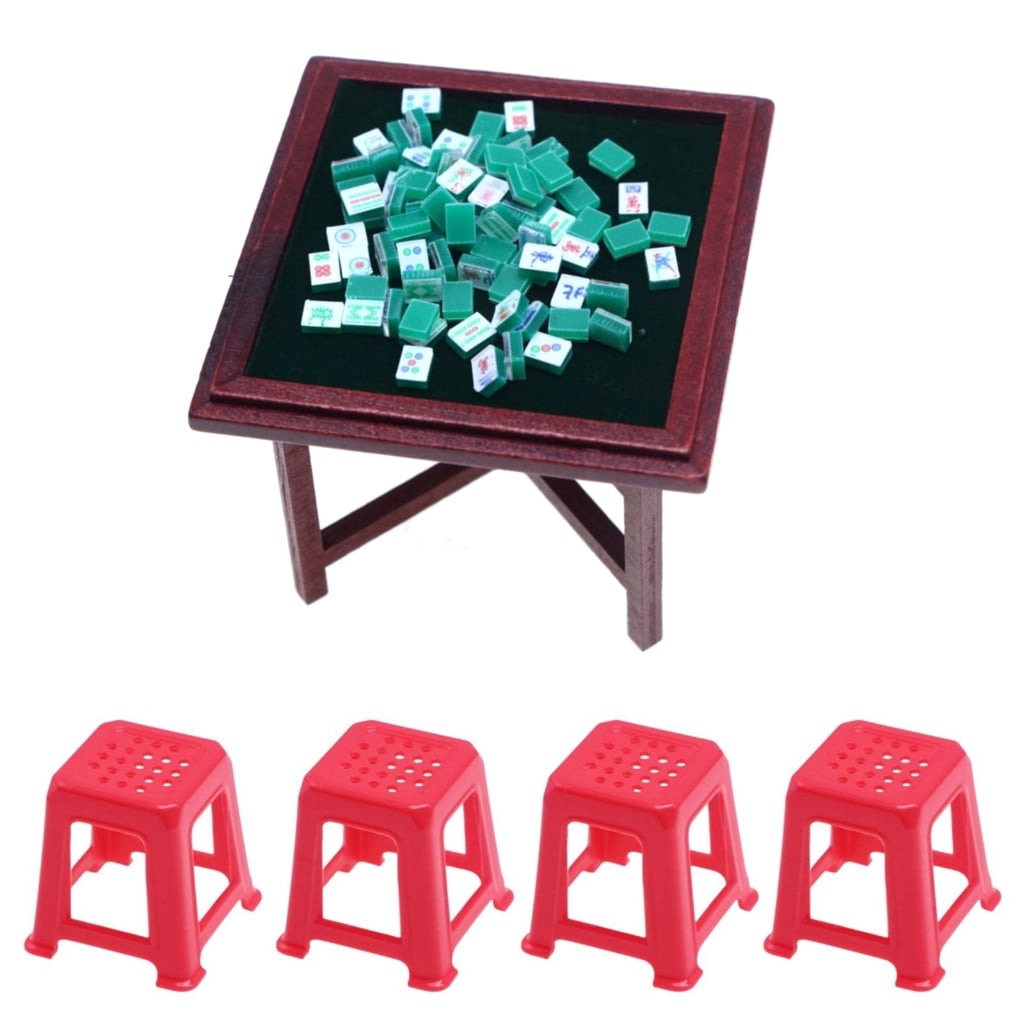 Ywmsfl Educational Dolls House Miniatures Mahjong Tiles Set Toy Pretend ...