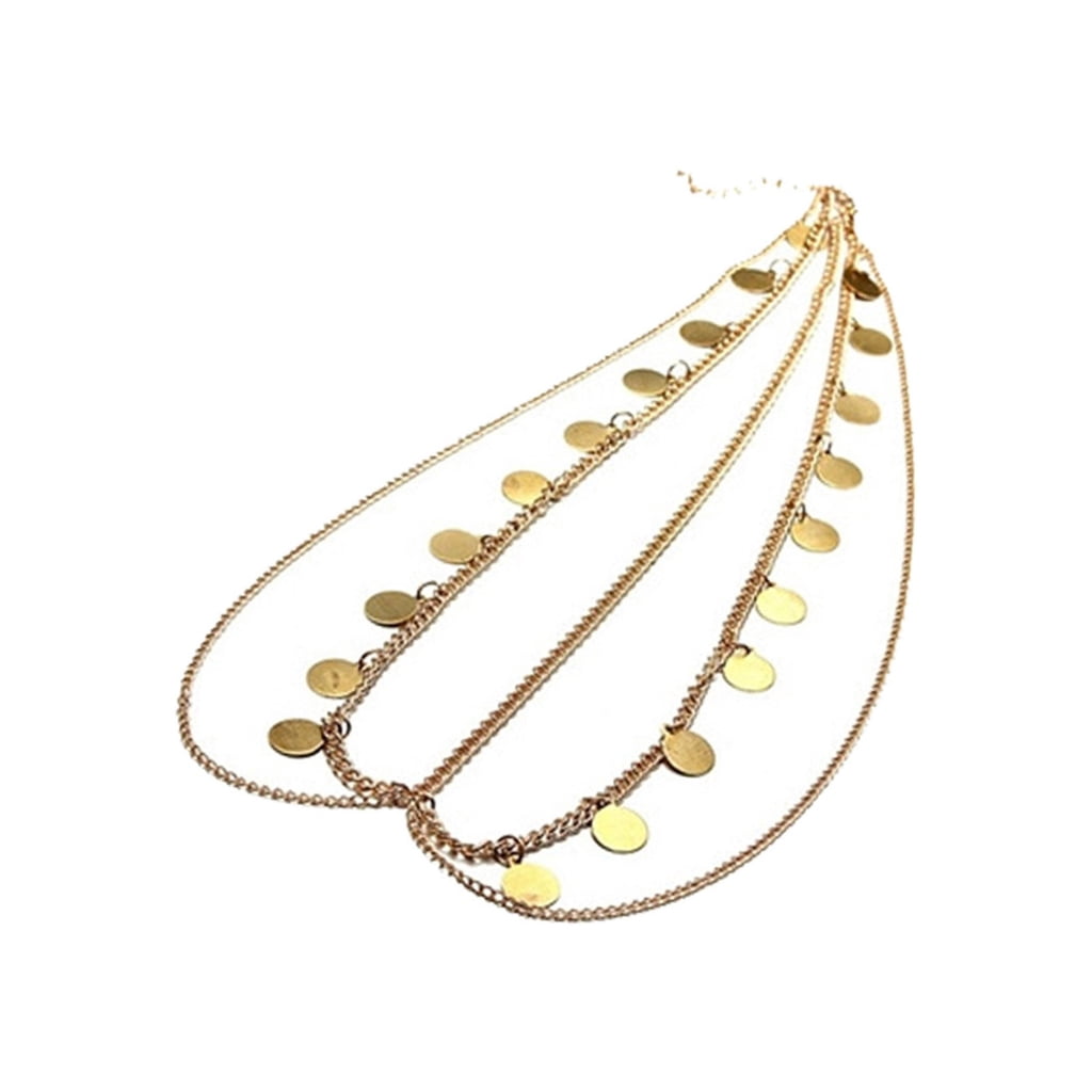 Ywmsfl Elegant Gold Head Chain with Sequins Stylish Tassels Fashionable ...