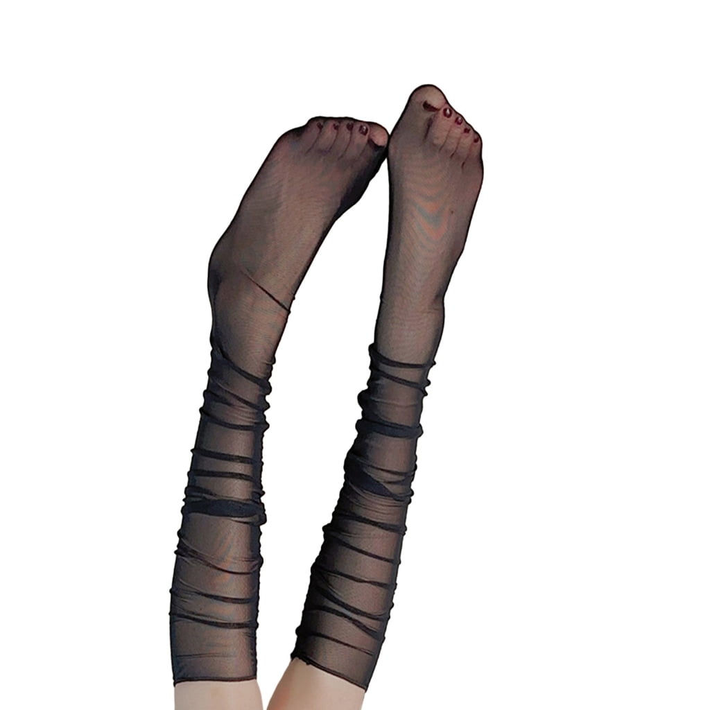 Ywmsfl Japanese Women Mesh Lace Over Calf Socks Solid Color Thin ...