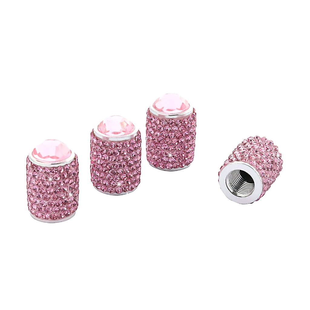 Ywmsfl Pack of 4 Metal Tire Valves Covers with Rhinestones Designs Anti ...