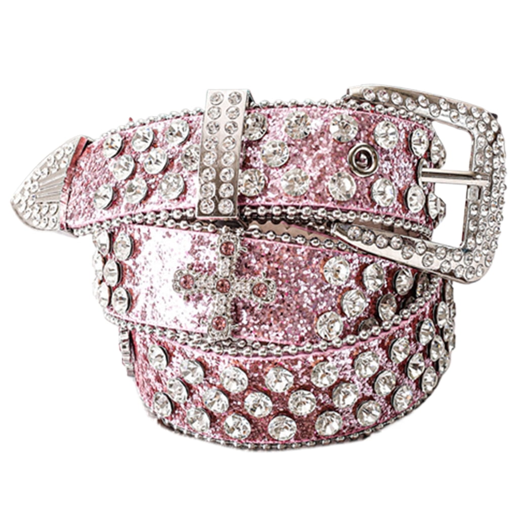 Ywmsfl Punk PU Waist Belt Crosses Heavy Rhinestones Hip Hop Belt ...